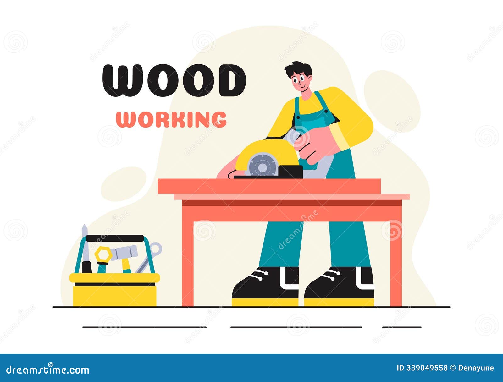 Woodworking Vector Illustration Featuring Modern Craftsmen And Workers ...