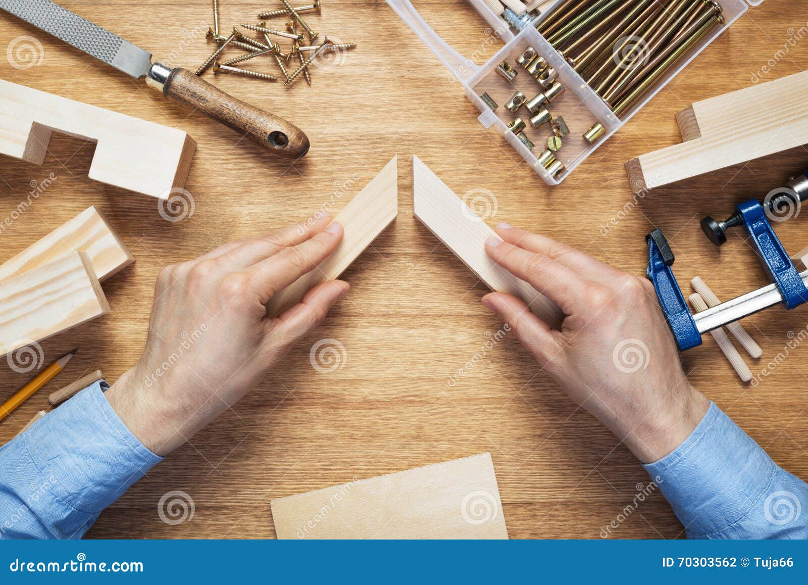 Woodworking Workshop Table Top Stock Photo - Image of joint, background ...