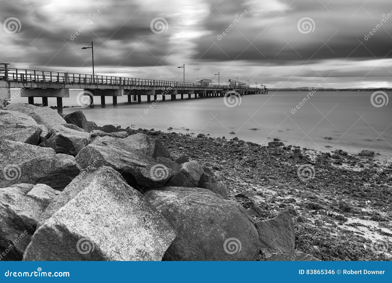 Woody Point Jetty. Black and White. Stock Photo - Image of nature ...
