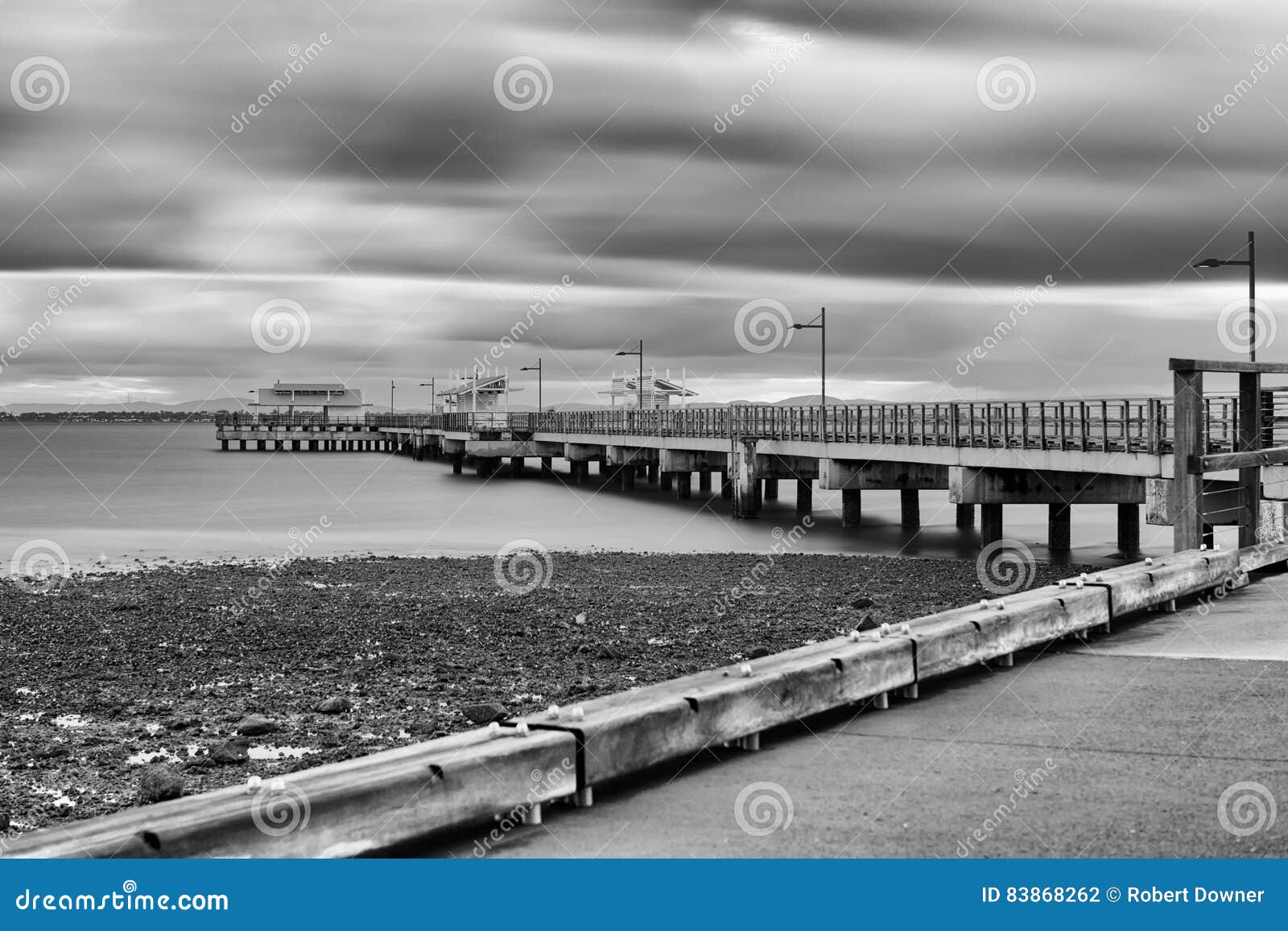 Woody Point Jetty. Black and White. Stock Photo - Image of point ...