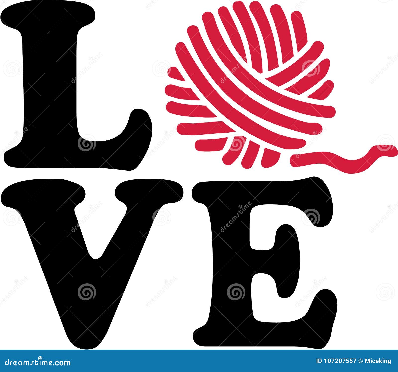 Wool ball knitting love stock vector. Illustration of tailor - 107207557