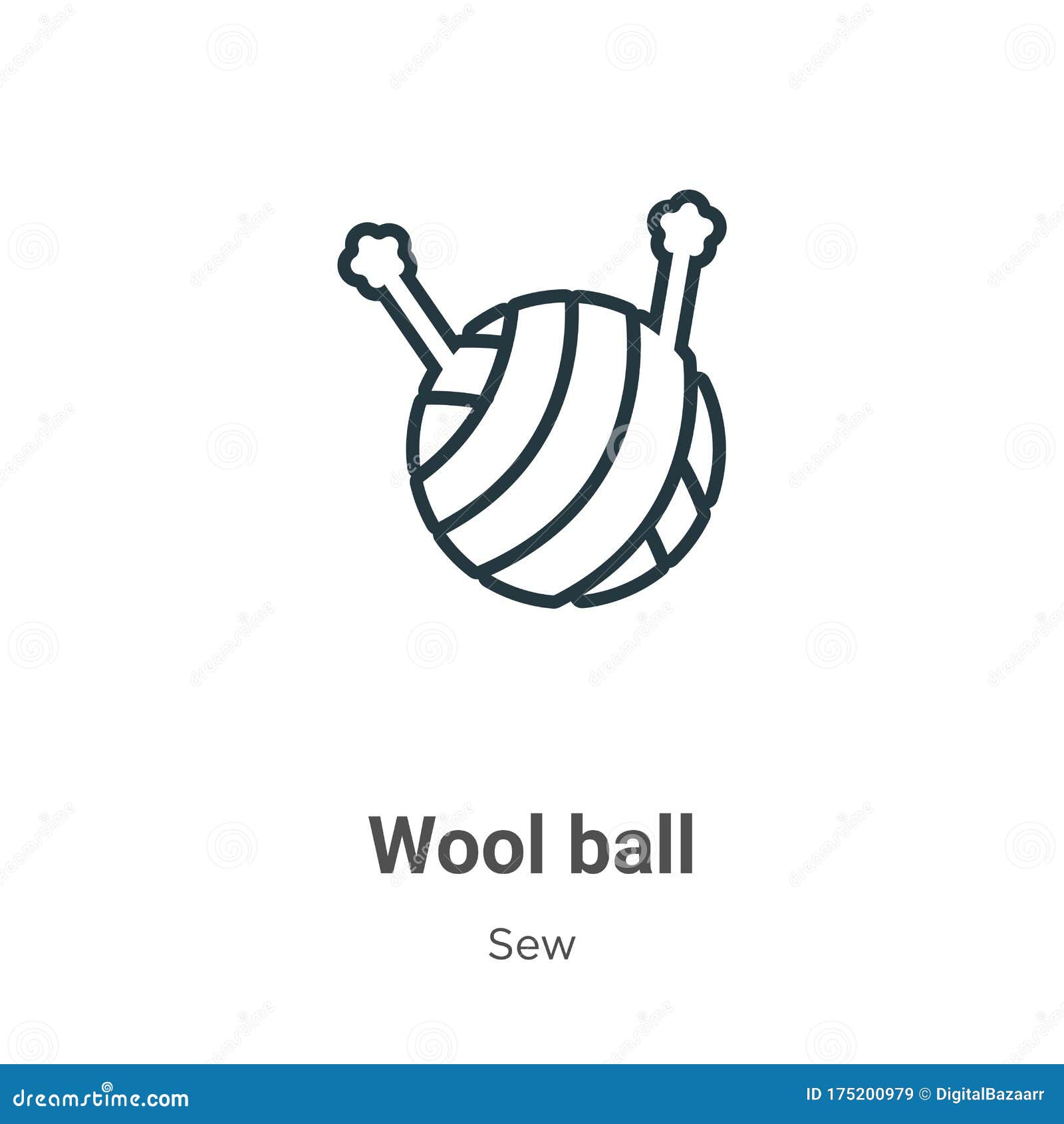 Wool Ball Outline Vector Icon. Thin Line Black Wool Ball Icon, Flat ...
