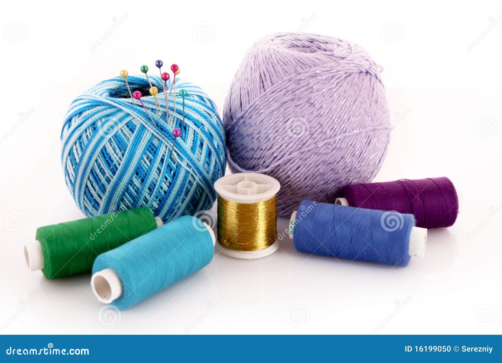 Wool Ball and Thread Bobbin Isolated Stock Photo - Image of sewing ...