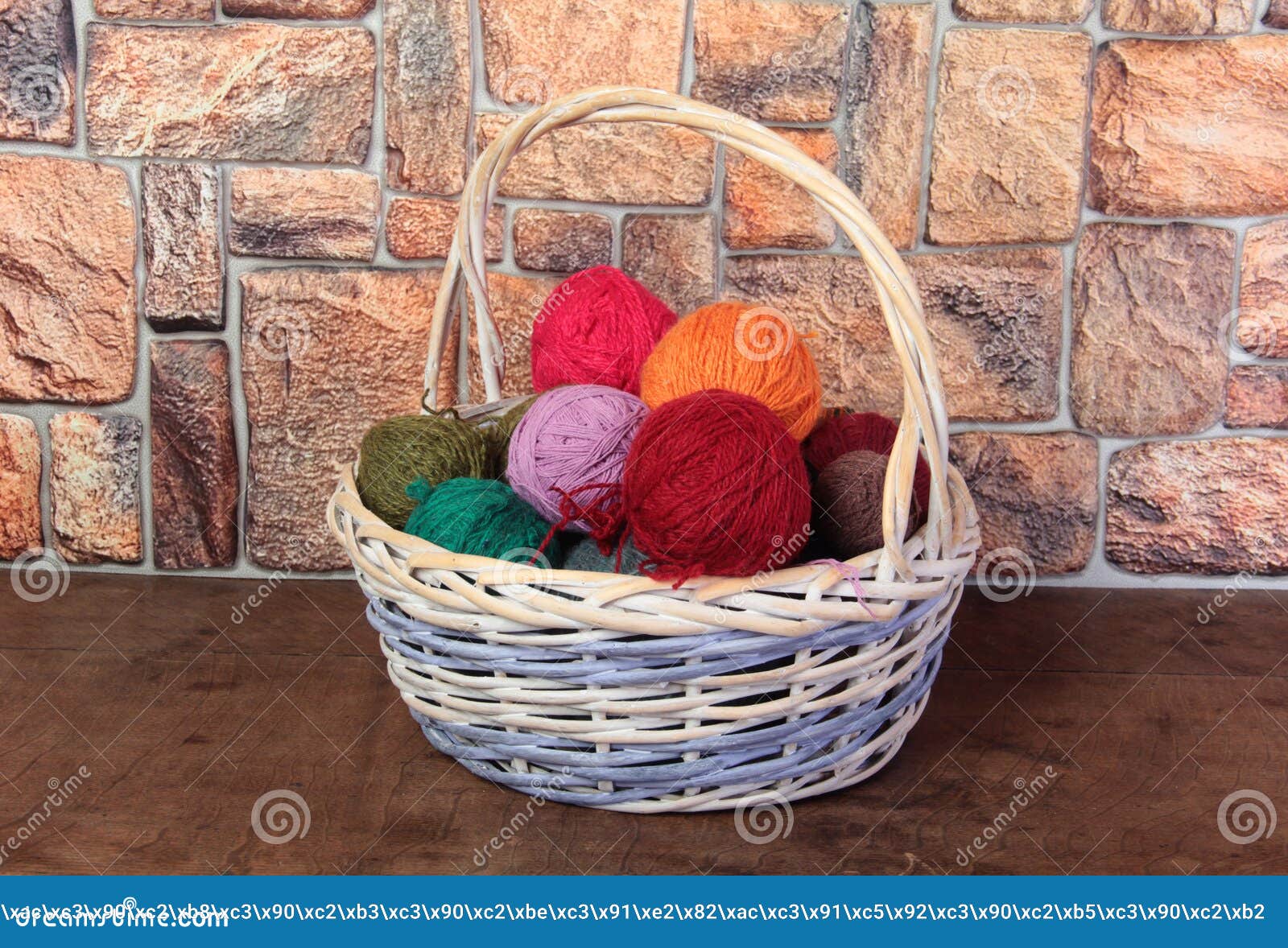 Wool in basket one stock image. Image of cotton, soft - 163528389