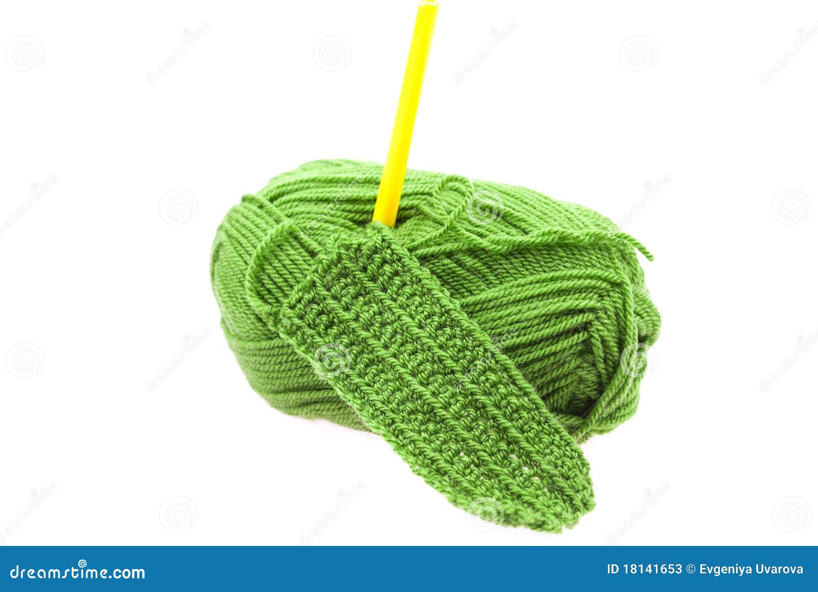 Wool, Crochet Hook and Knitted Piece Stock Image - Image of macro ...