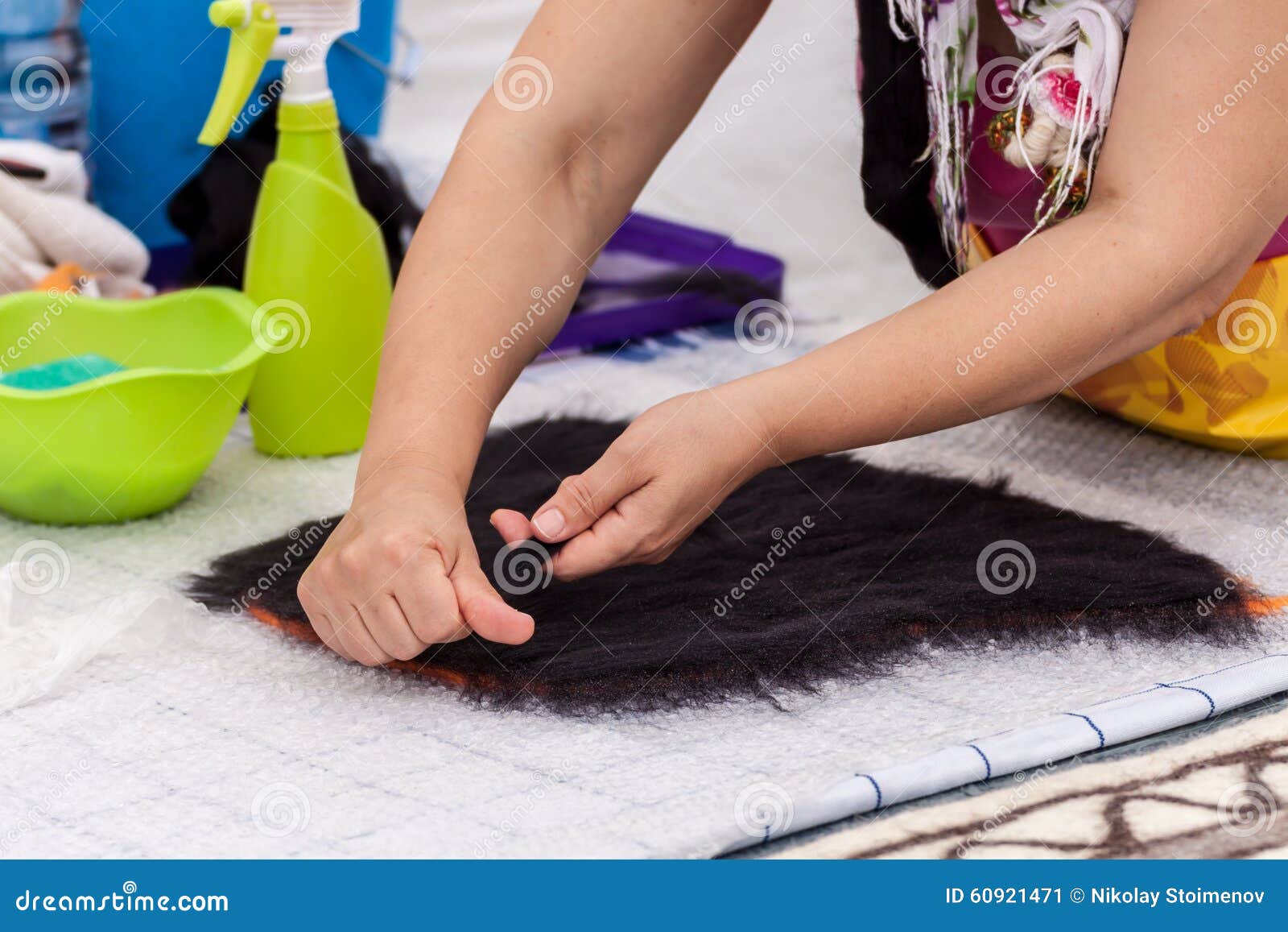 Wool felting stock image. Image of craft, fiber, woman - 60921471