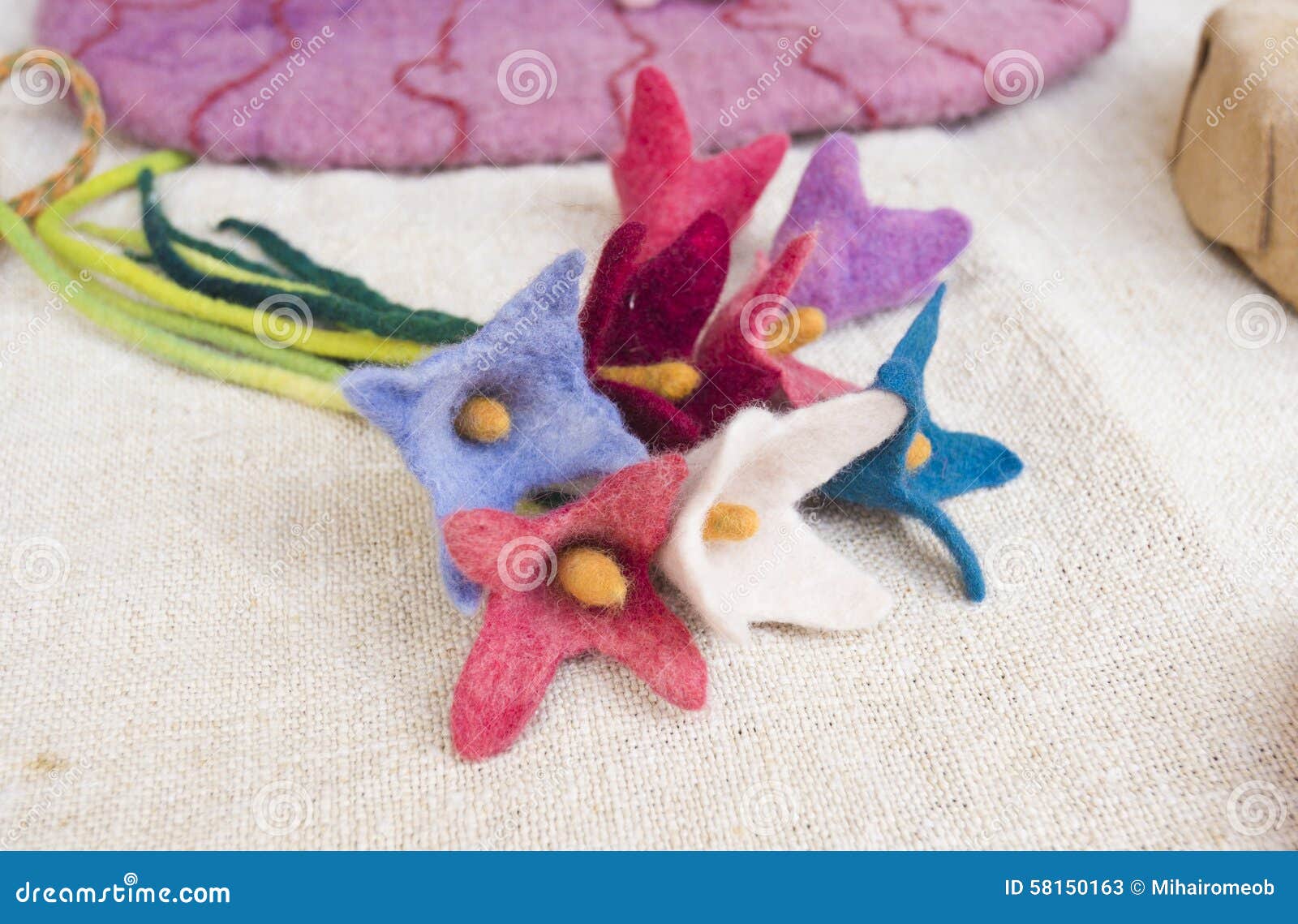 Wool flowers stock image. Image of fabric, pink, backdrop - 58150163