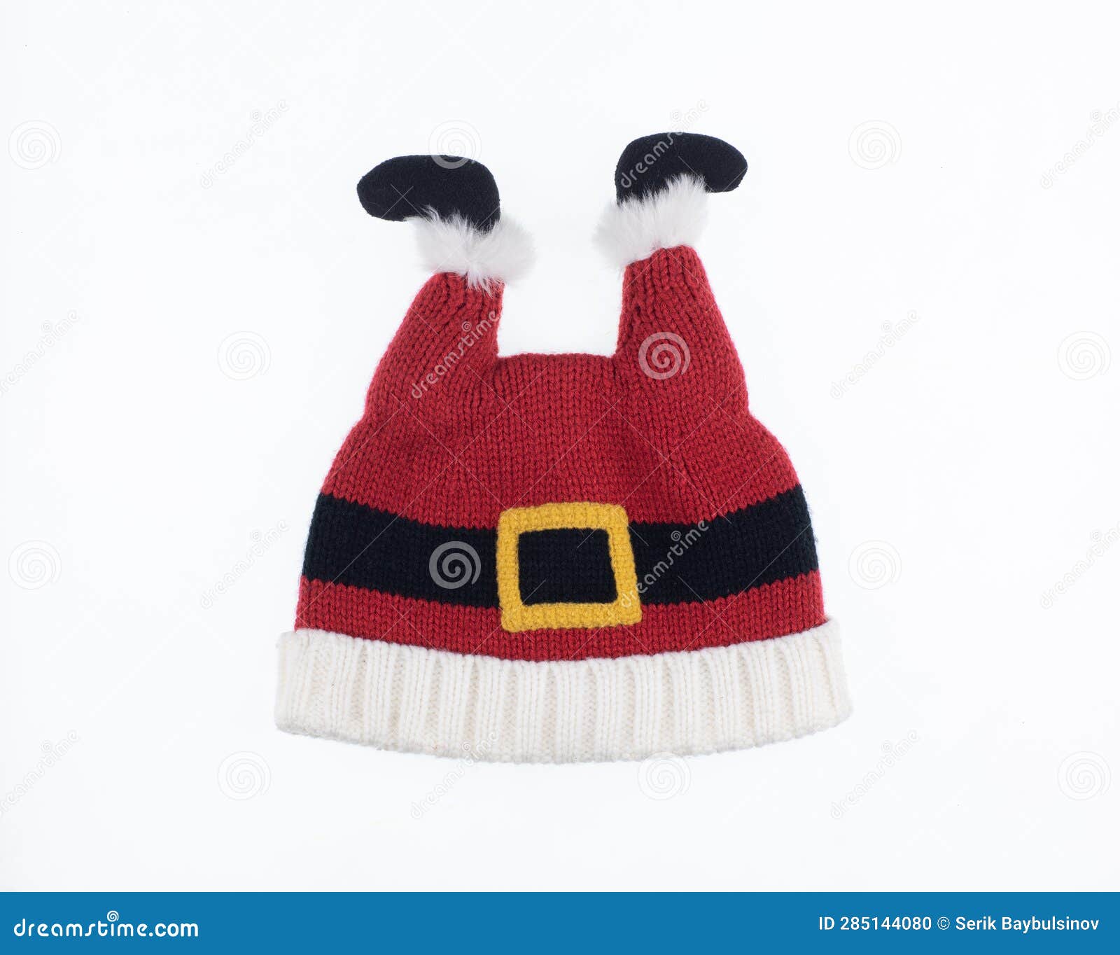 Wool Knitted Santa Claus Hat Isolated on White Stock Photo - Image of ...