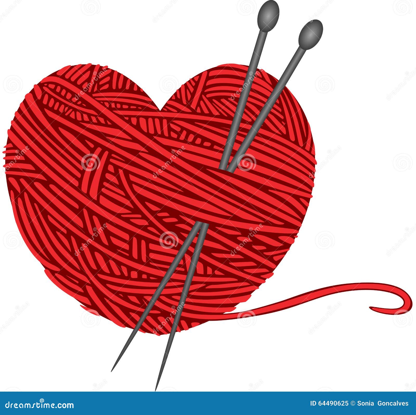Wool knitting heart shape stock vector. Illustration of creativity ...