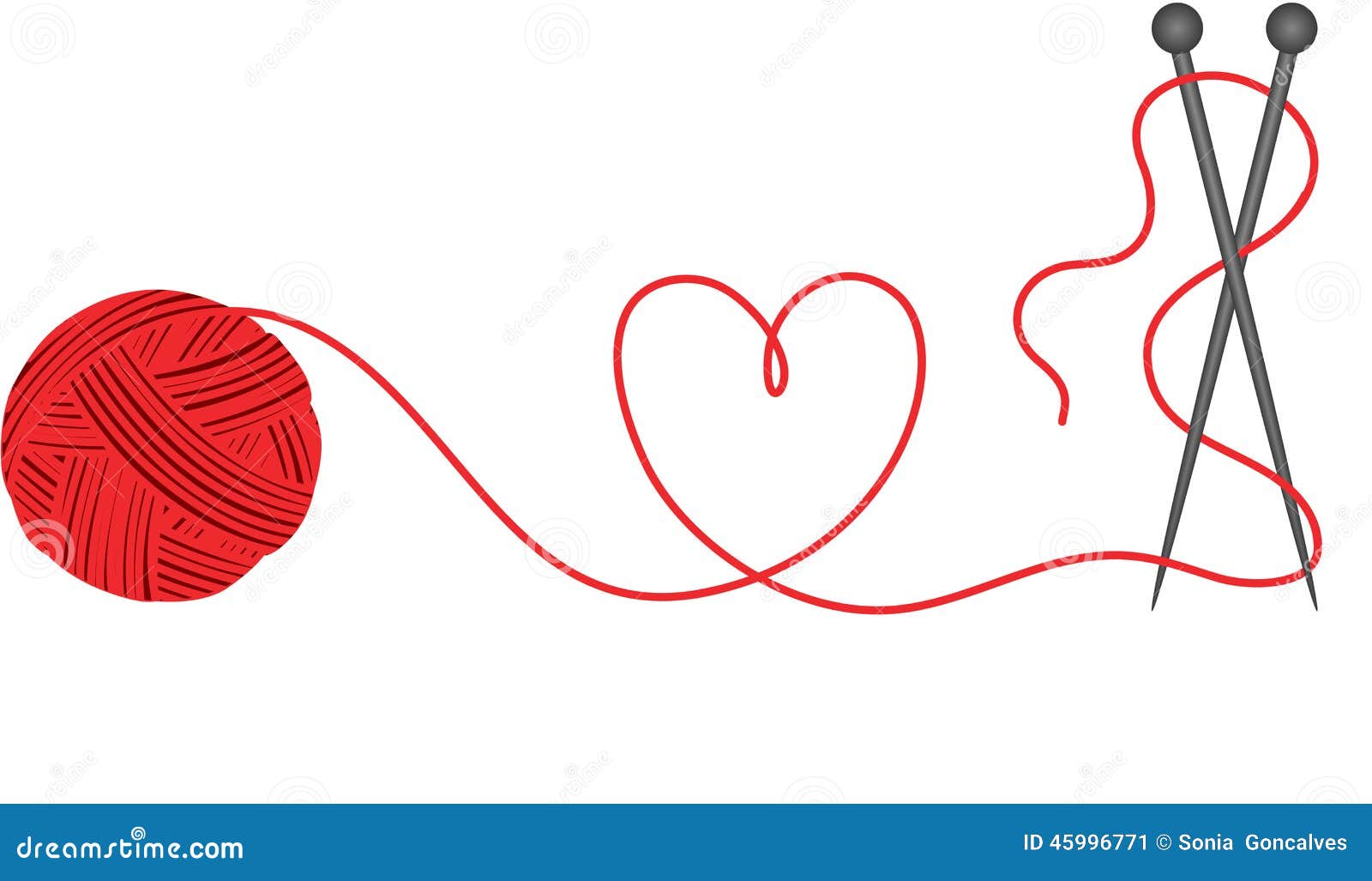 Wool knitting heart shape stock vector. Illustration of crafts - 45996771