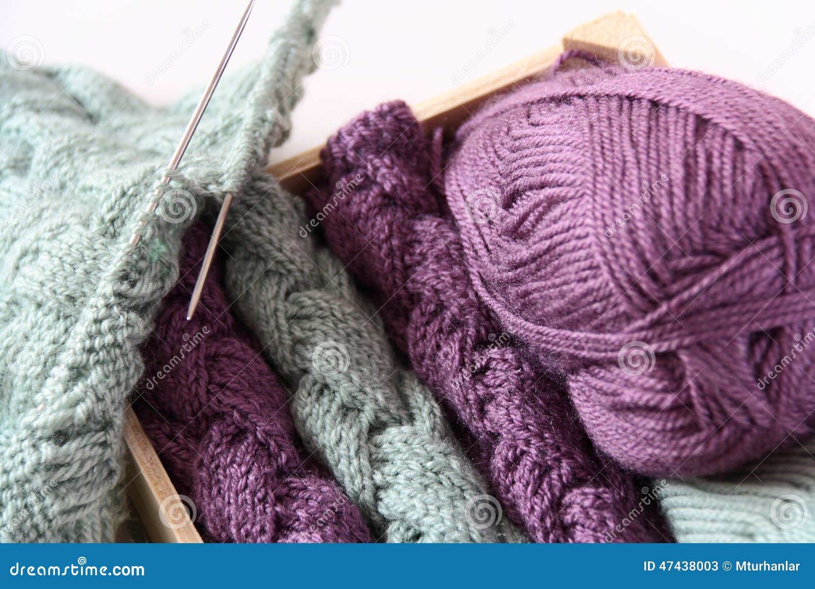 Wool with needles stock image. Image of ball, knitting - 47438003