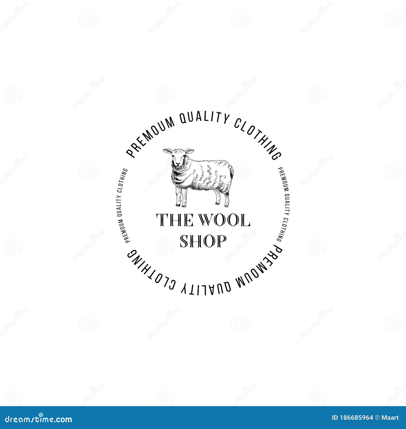 The Wool Shop Logo with Hand Drawn Lamb Stock Vector - Illustration of ...