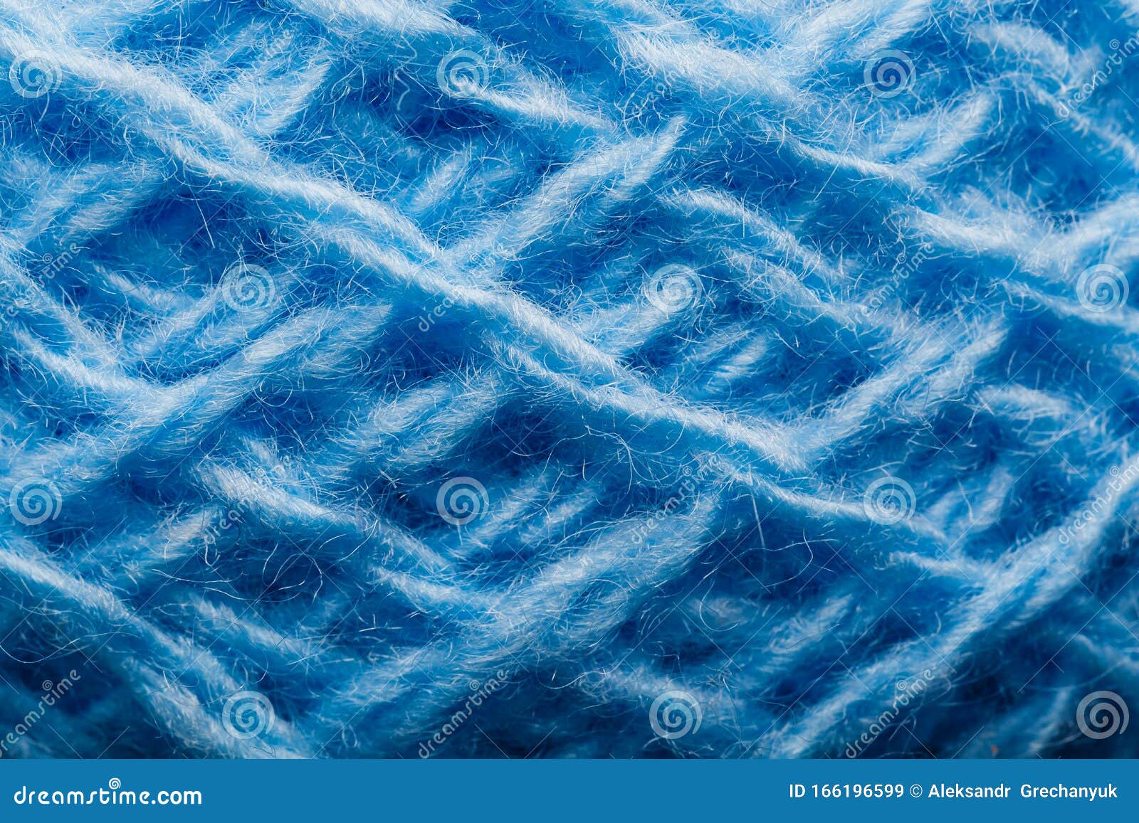 Wool Yarn Close-up Colorful Blue Threads for Needlework in Macro. Stock ...