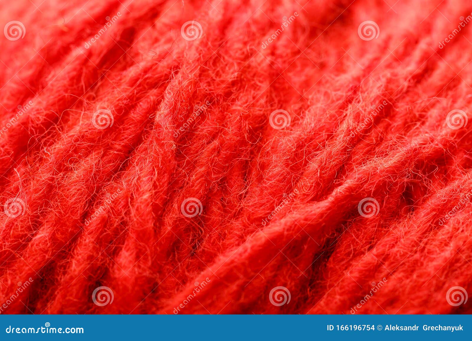 Wool Yarn Close-up Colorful Red Thread for Needlework in Macro. Stock ...