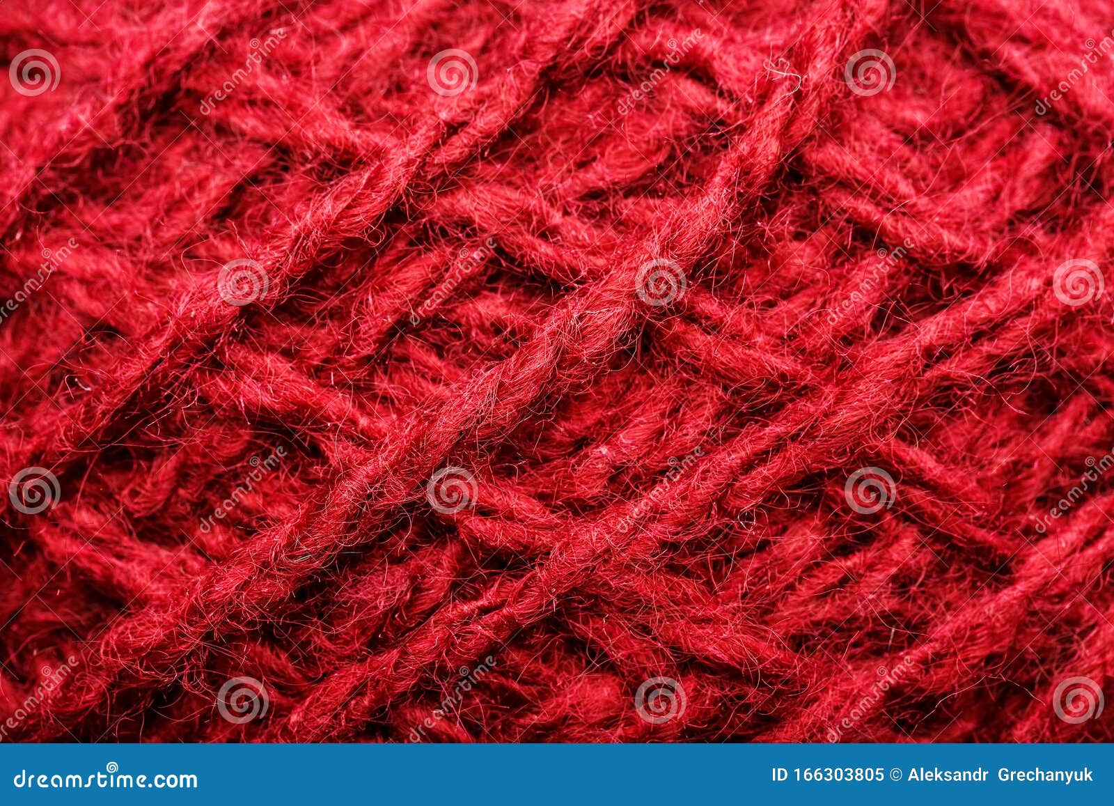 Wool Yarn Close-up Colorful Red Thread for Needlework in Macro Stock ...