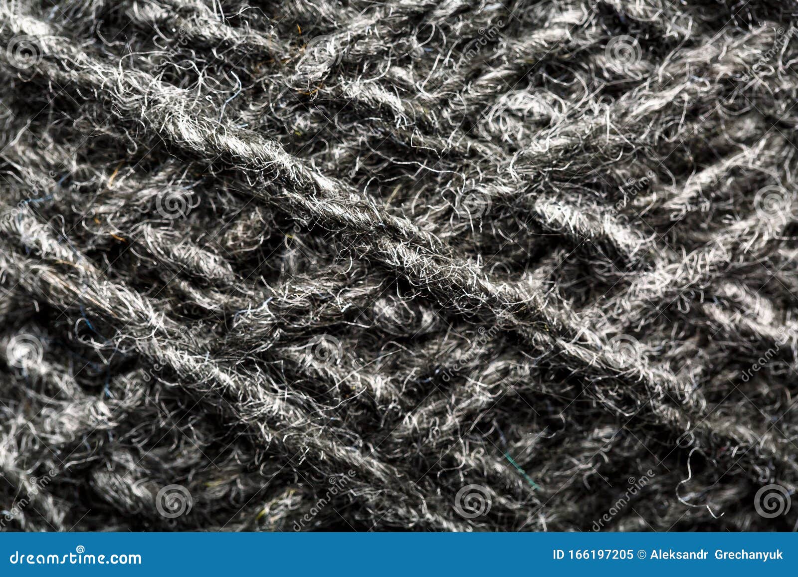 Wool Yarn Close-up Gray Threads for Needlework in Macro. Background ...