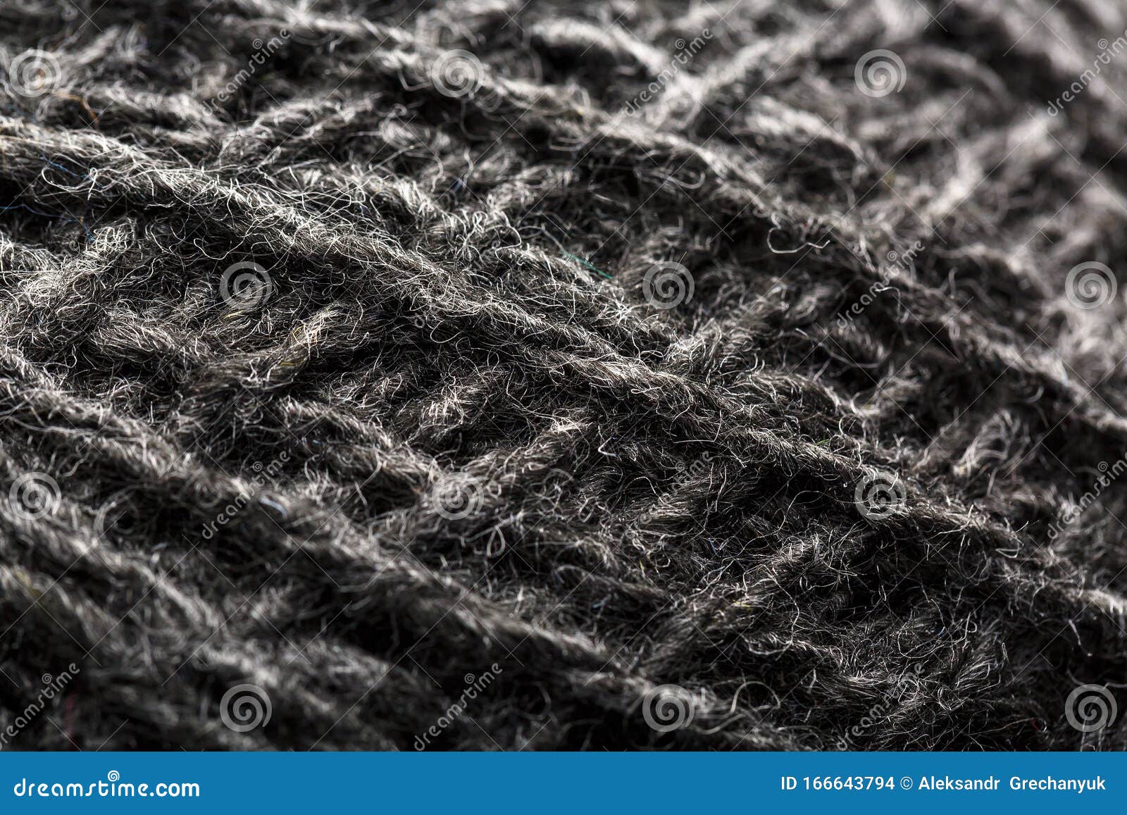 Wool Yarn Close-up Gray Threads for Needlework in Macro. Background ...