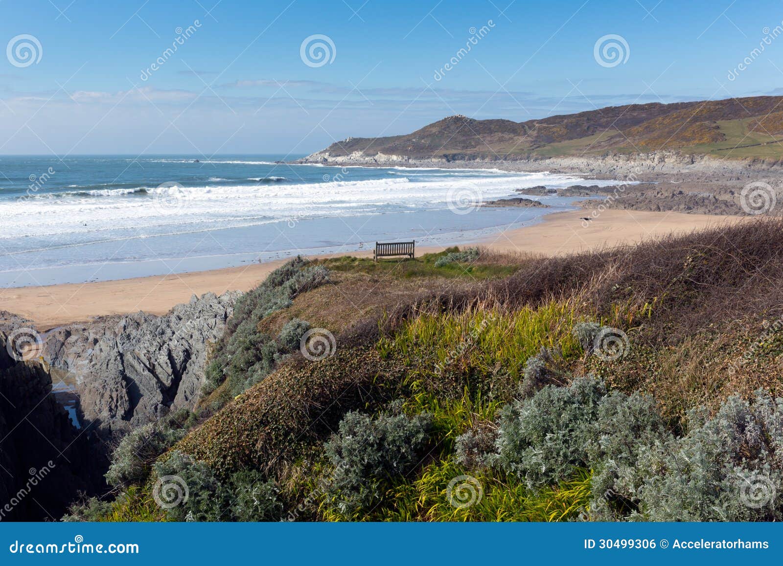 Woolacombe Bay and Beach Devon England and Morte Point Stock Photo ...