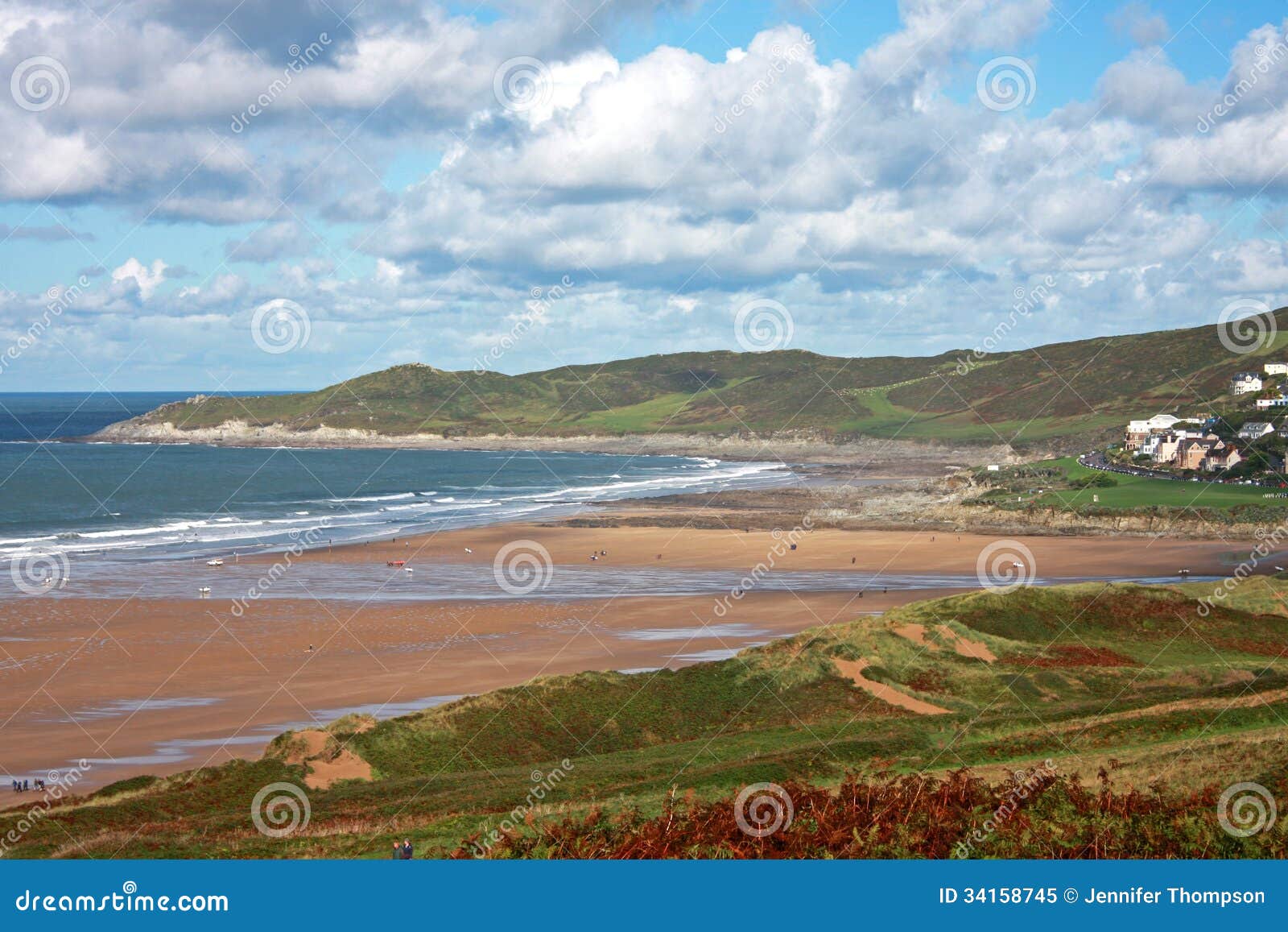 Woolacombe beach stock image. Image of dunes, coast, river - 34158745
