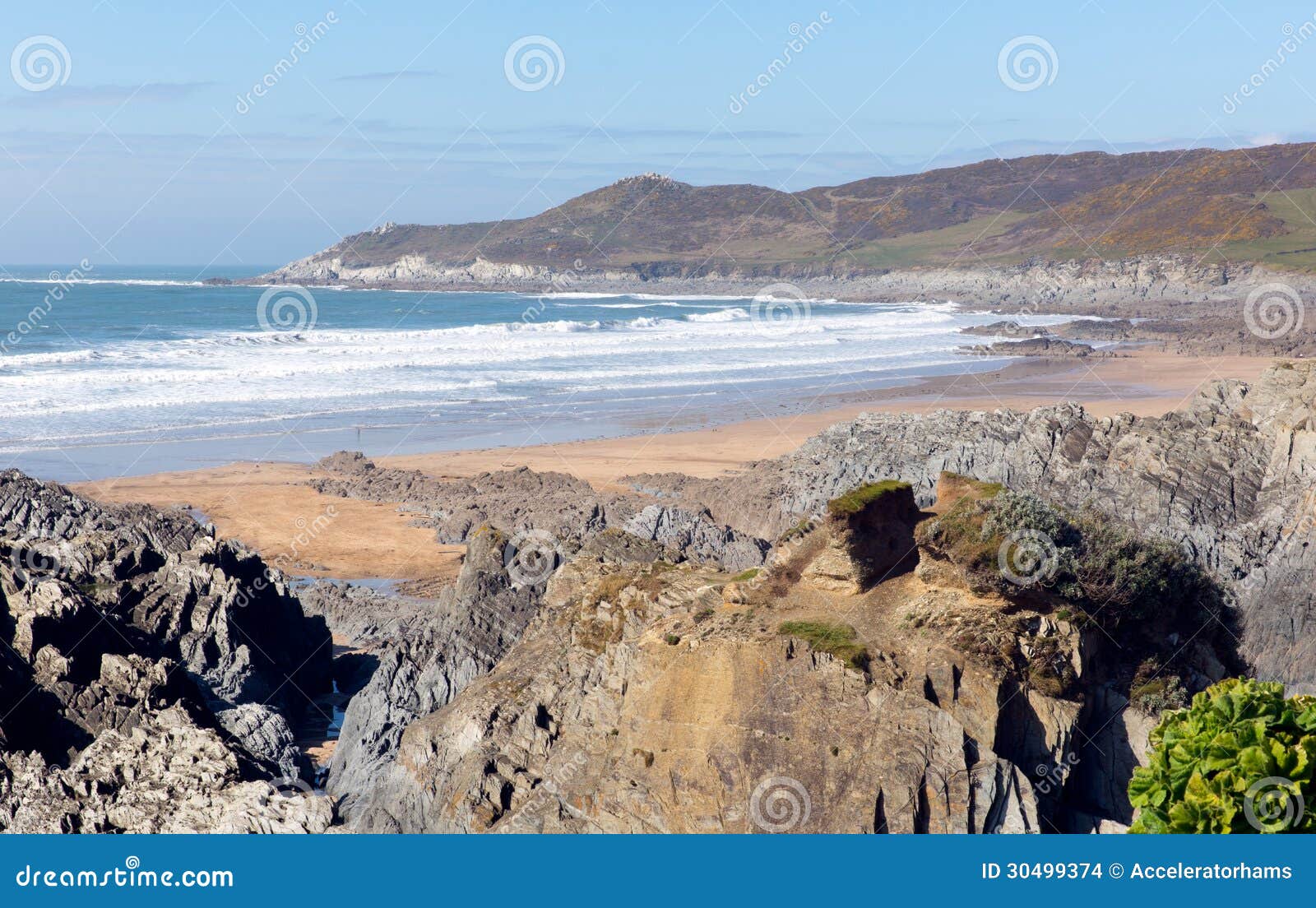 Woolacombe Coast and Beach Devon England and Morte Point Stock Photo ...