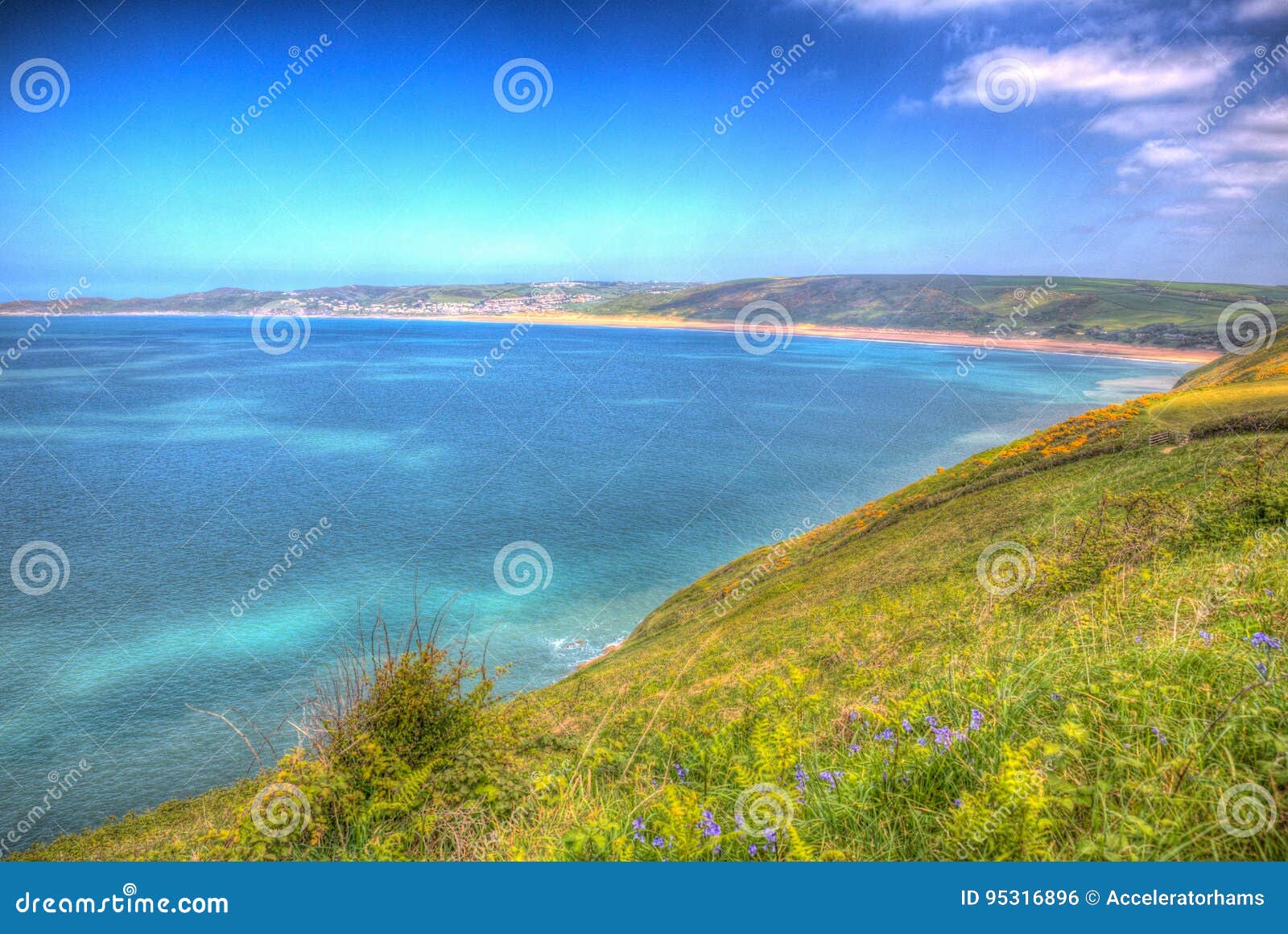Woolacombe Coast Devon England UK in Summer with Blue Sky in Hdr Stock ...