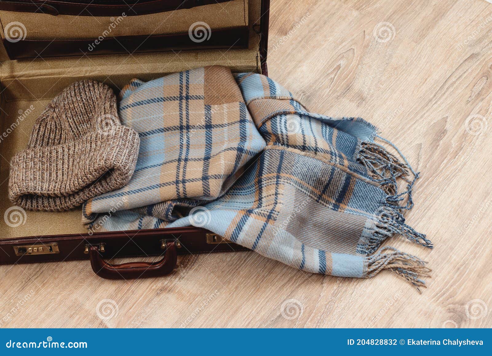 Woolen Blue and Grey Colored Scarf on a Floor Stock Photo - Image of ...