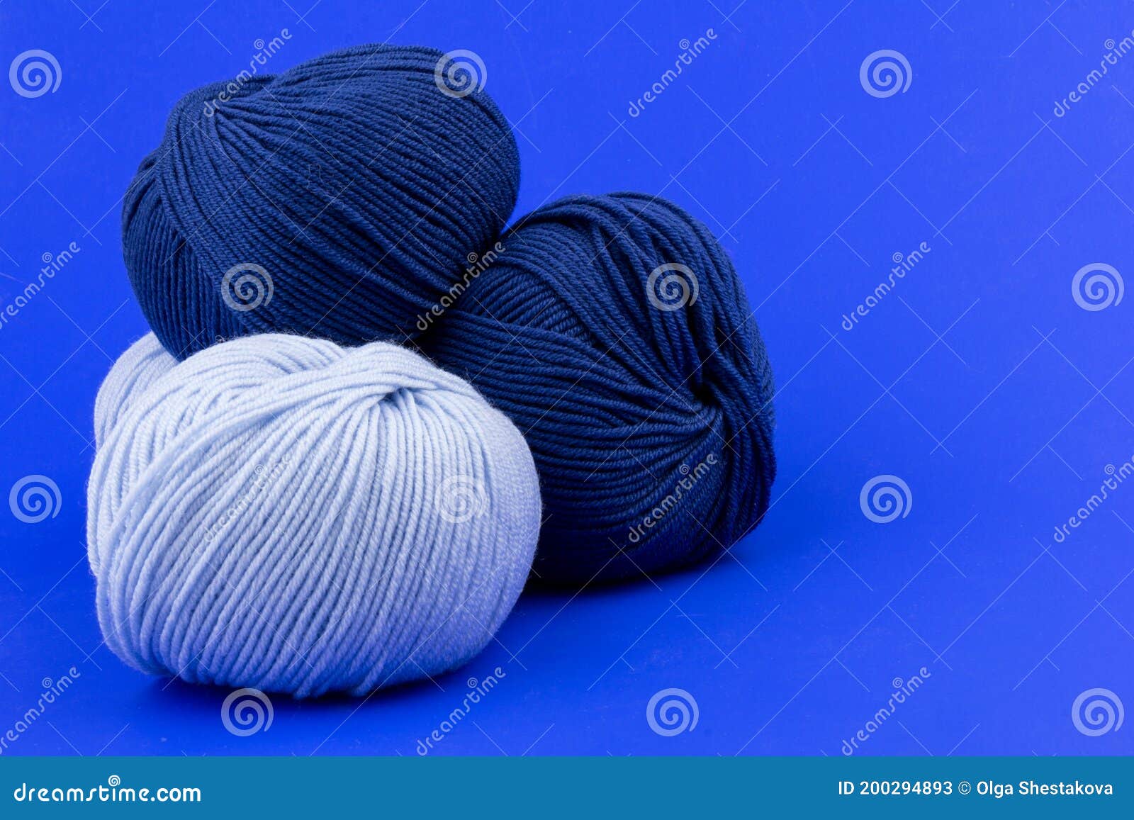 Woolen Merinos Blue Threads on Blue Background. Natural Wool. Knitting ...