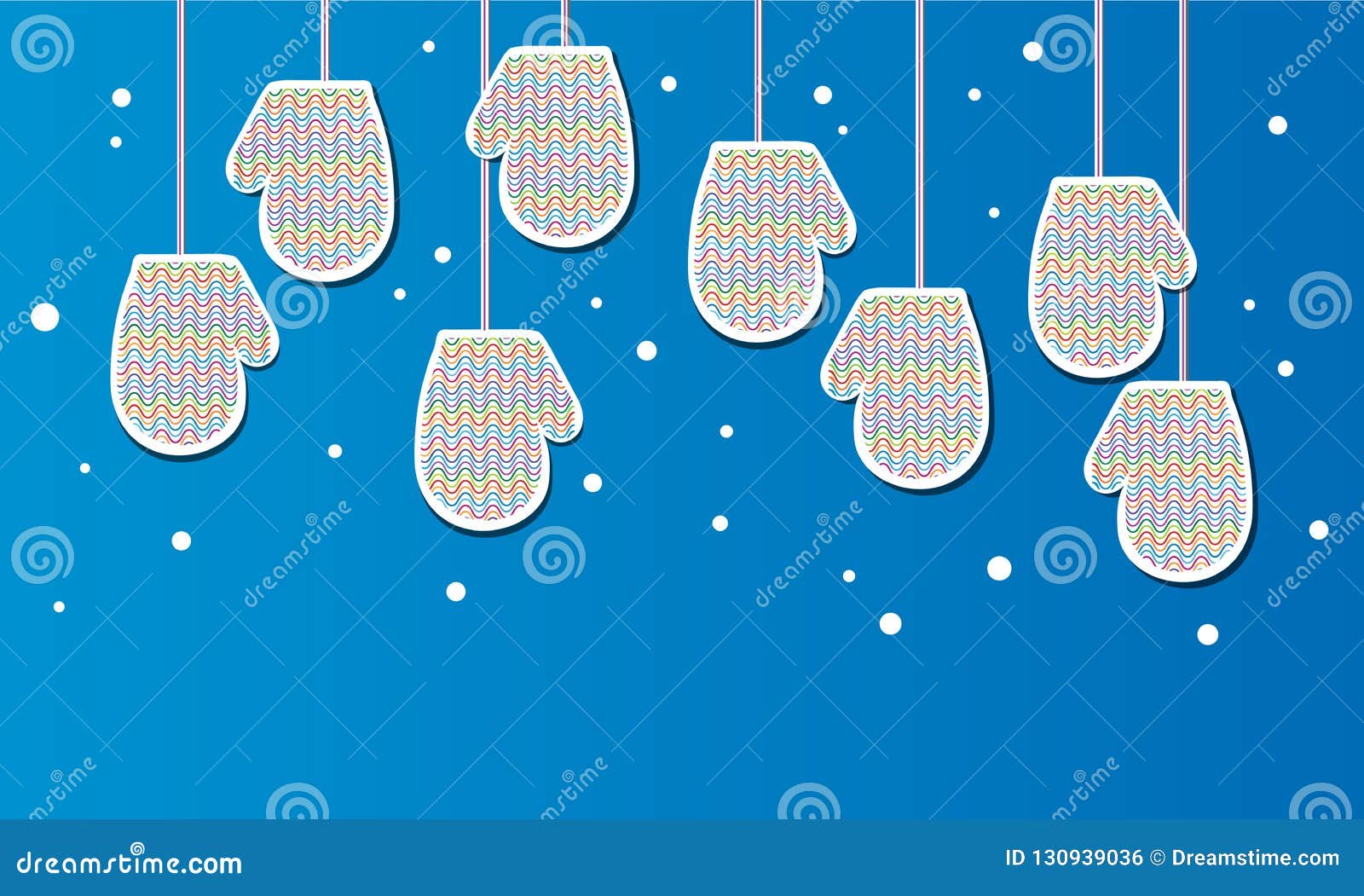 Woolen Mittens from a Multi-colored Yarn BANNER Stock Vector ...