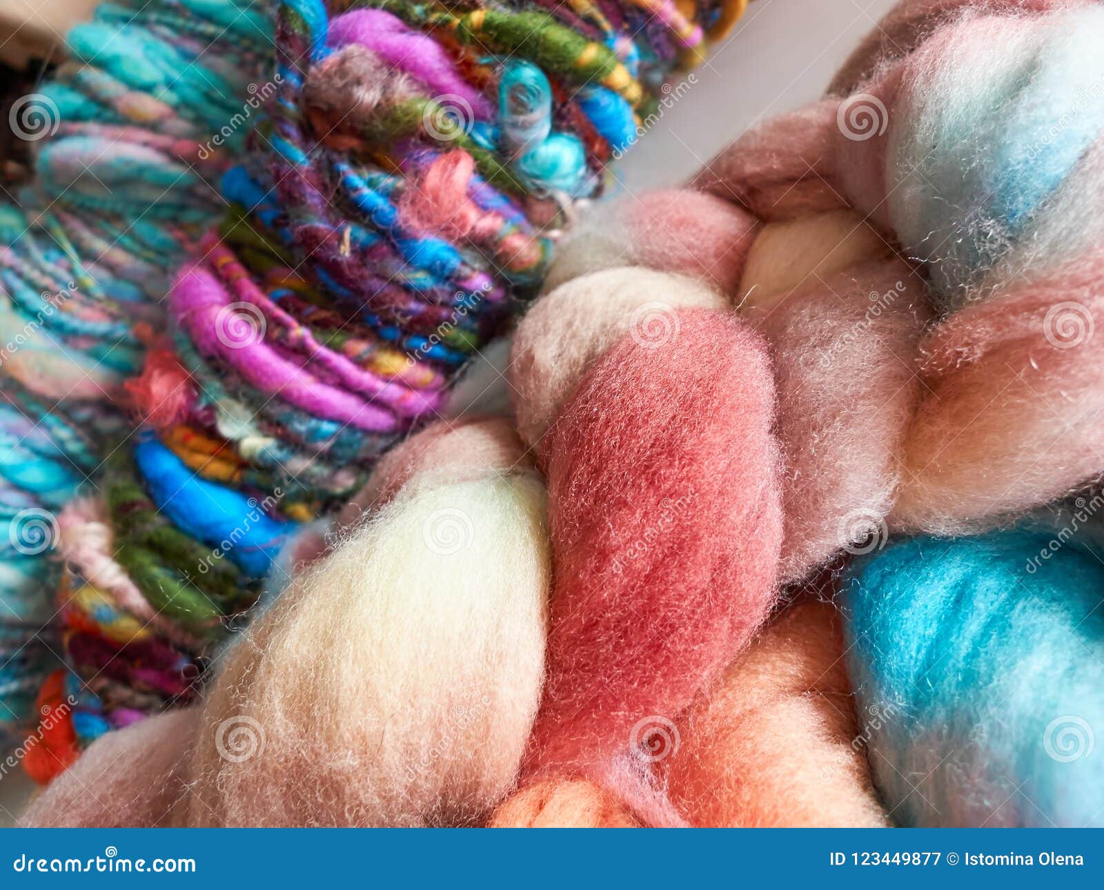 Woolen Multi-colored Handmade Yarn and Thread. Stock Image - Image of ...