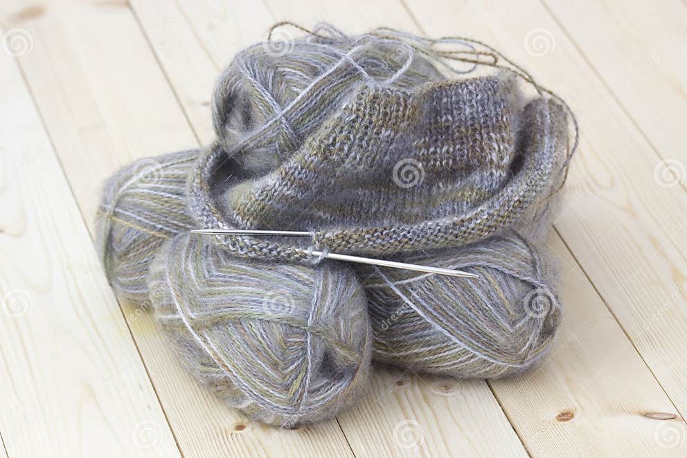 Woollen Thread and Knitting Needle. Stock Photo - Image of single ...