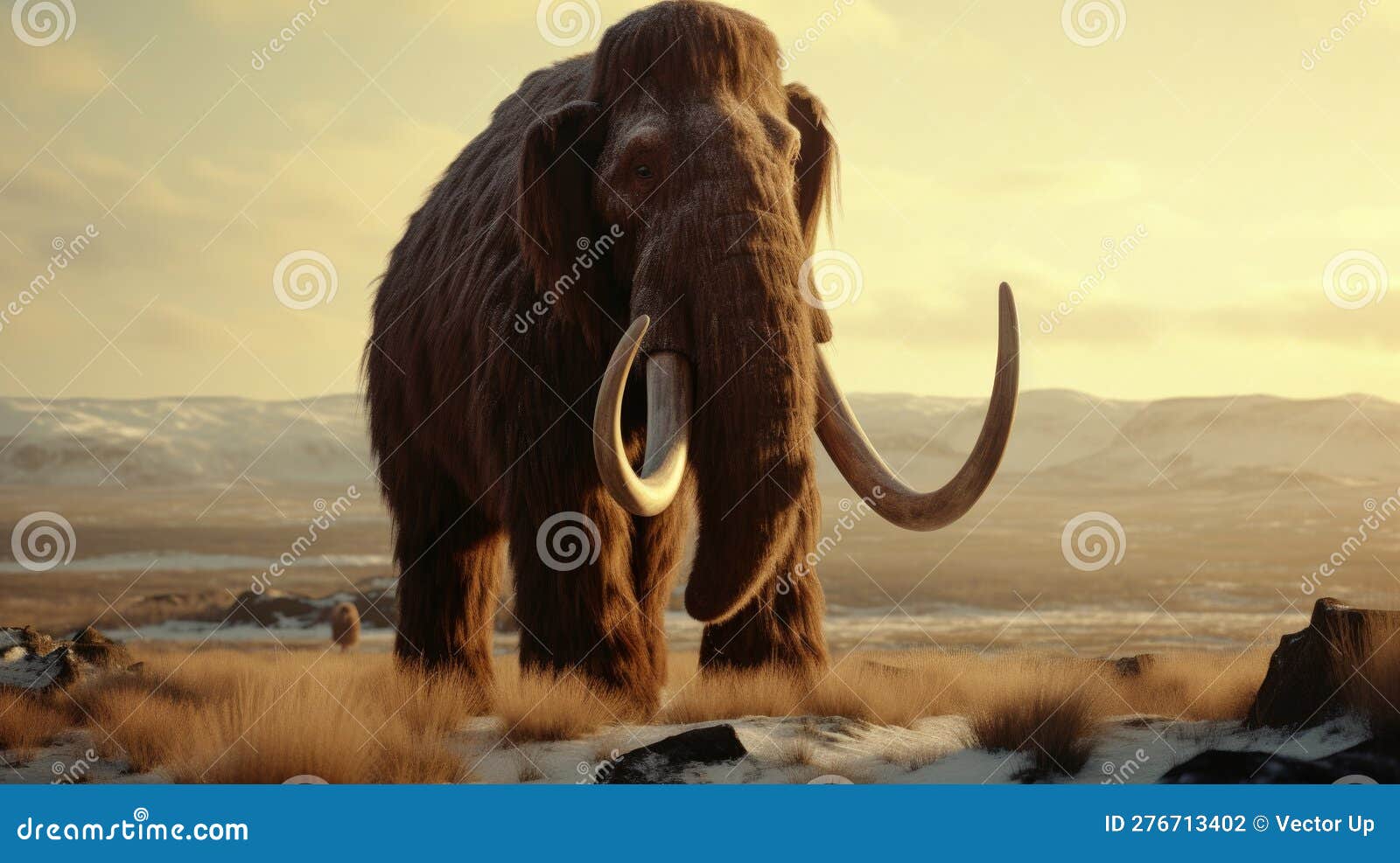 Ice Age Mammoth And Full Moon Black And White Vector Design ...