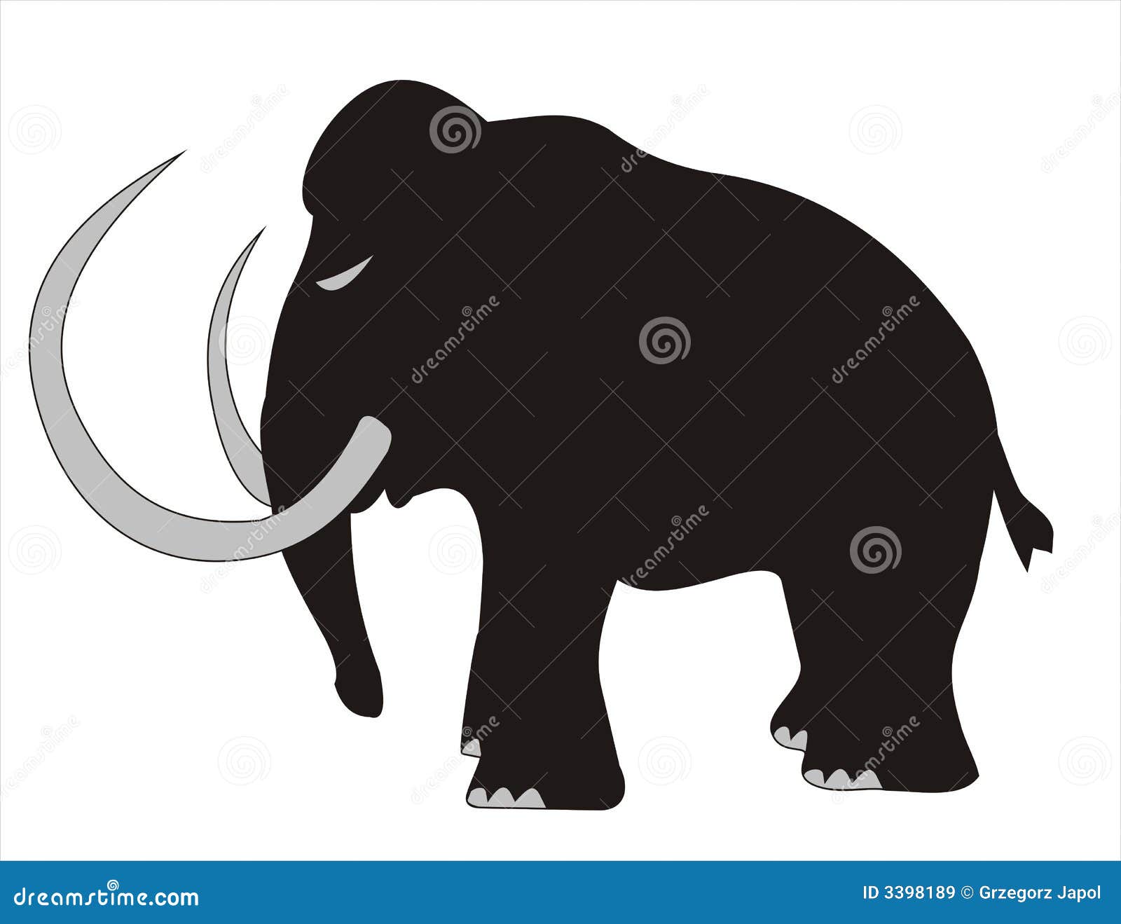 Woolly Mammoth, Prehistoric Mammal Front View Isolated With Shadow On ...