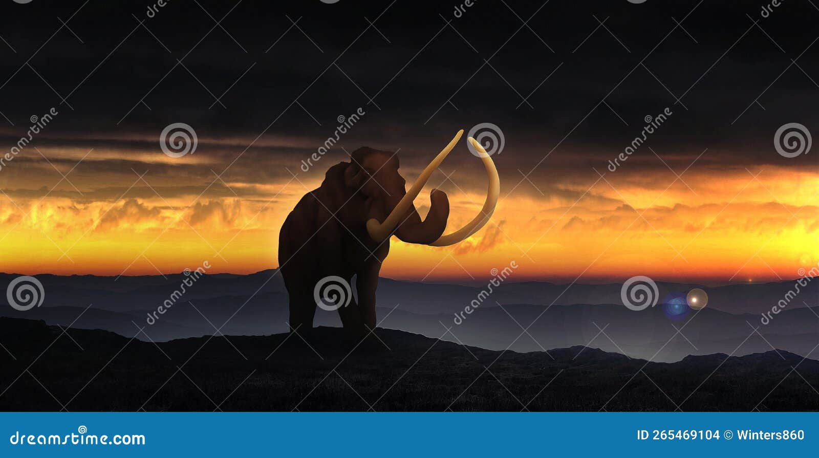 Woolly Mammoth Traveling Dusk Scenery Concept Art Illustration Stock ... Woolly Mammoth Traveling Dusk Scenery Concept Art Illustration Stock ...