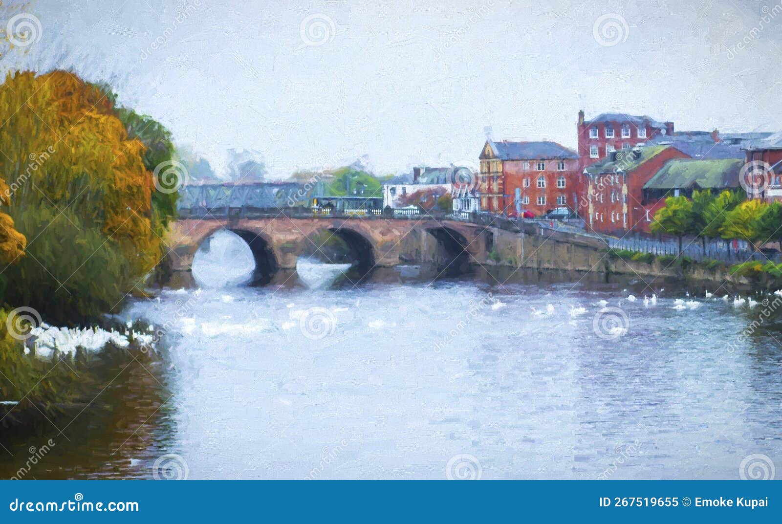 Bridge Over the River Severn, Worcester Painting Stock Image - Image of ...