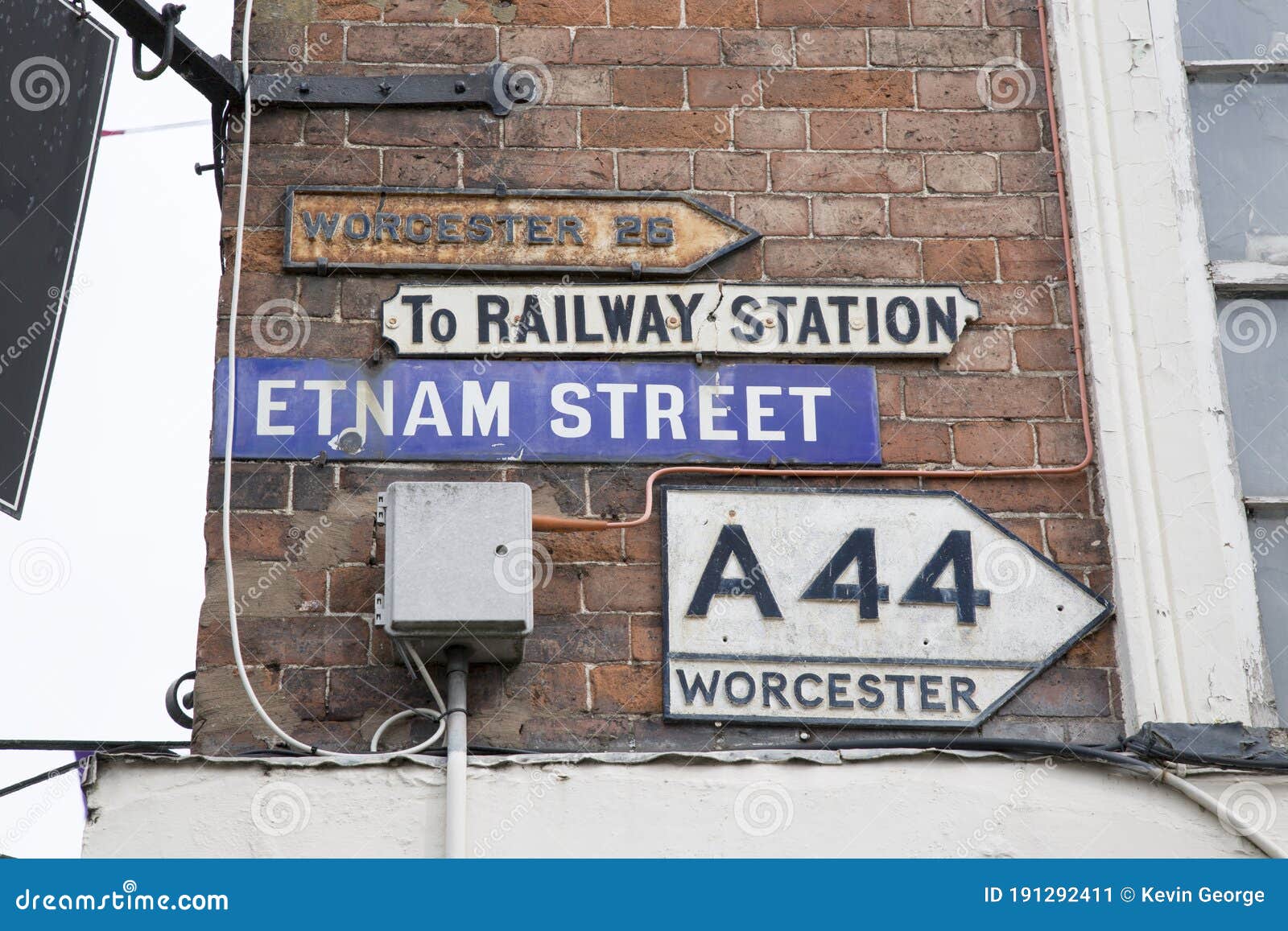 Worcester A44 Direction Signpost Stock Image - Image of road, railway ...