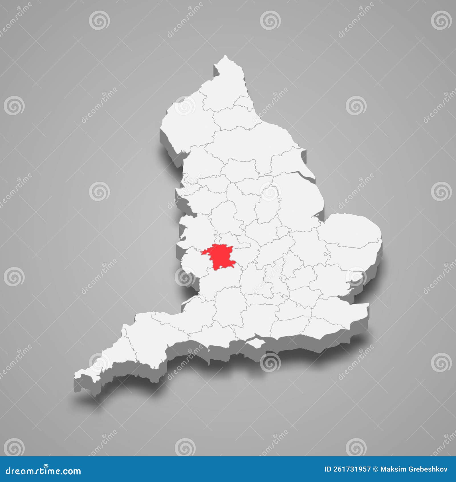 Worcestershire County Location within England 3d Map Stock Vector ...