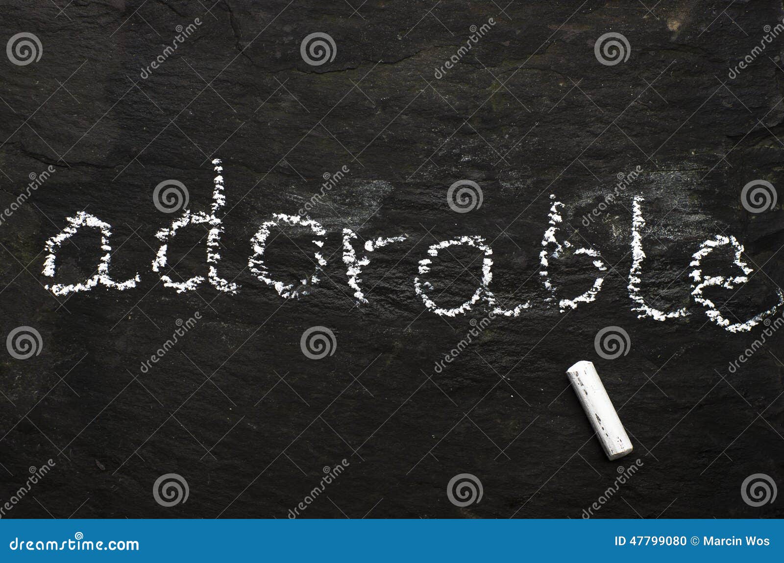 The Word Adorable Written with Chalk on Black Stone. Stock Photo ...