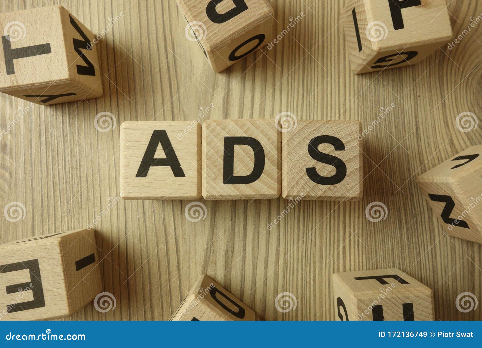 Word Ads from Wooden Blocks Stock Image - Image of network, advert ...