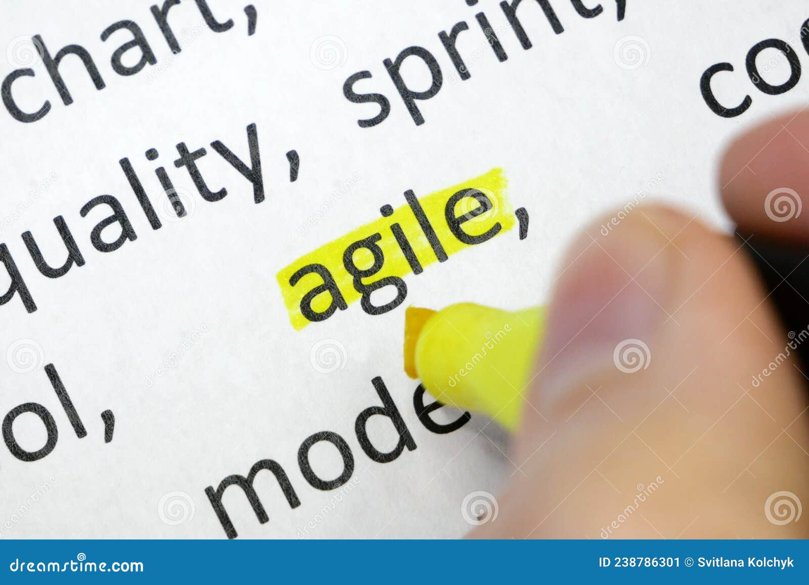 Word Agile Undelnines among Other Words Printed on White Paper ...
