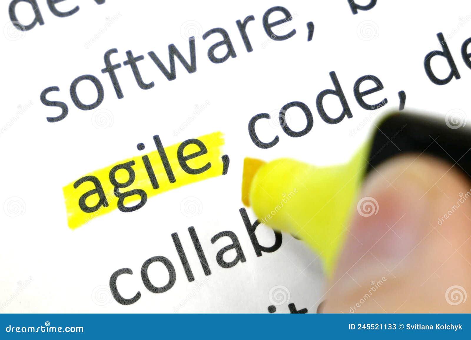 Word Agile Undelnines among Other Words Printed on White Paper ...
