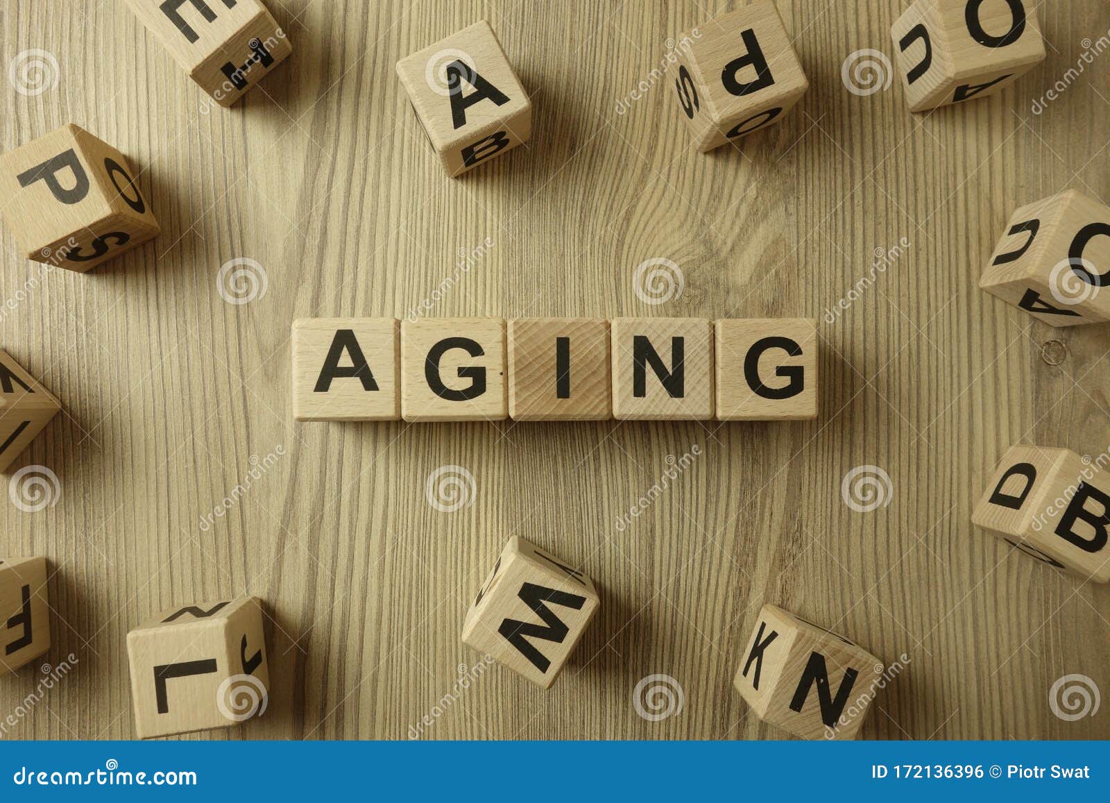 Word Aging from Wooden Blocks Stock Photo - Image of aged, adult: 172136396