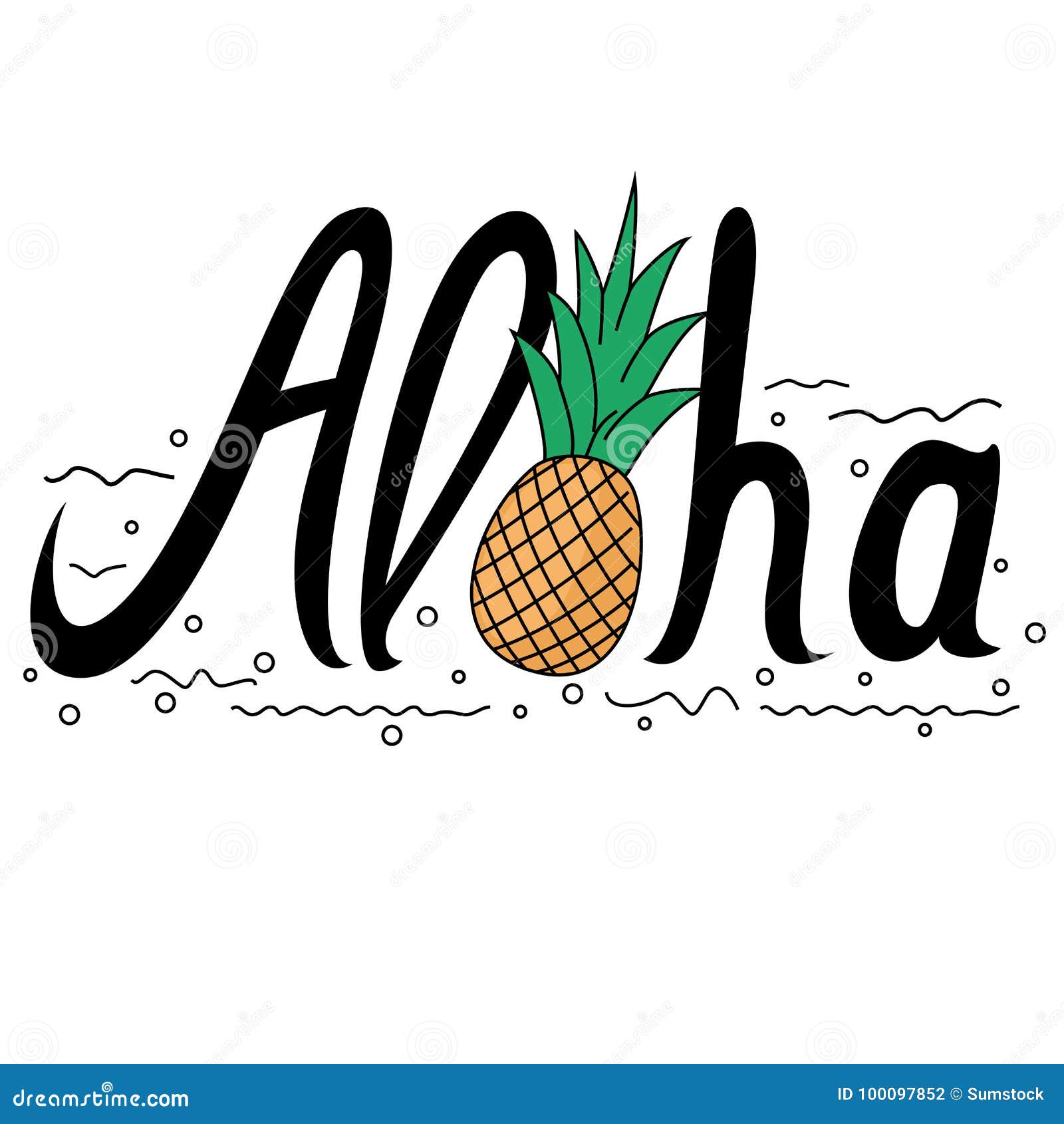 Word aloha in doodle style stock vector. Illustration of word - 100097852