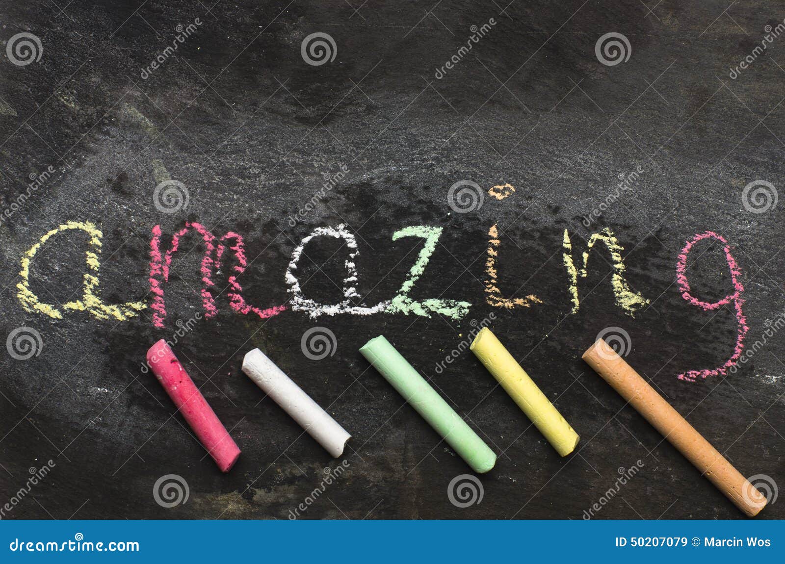 The Word Amazing Written with Chalk on Black Stone. Stock Image - Image ...