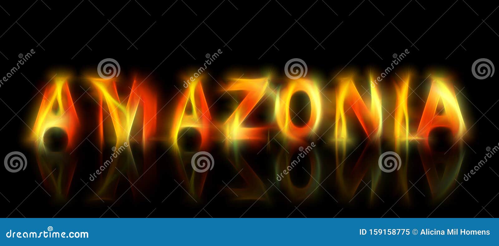 The Word Amazonia Written with Fire Stock Illustration - Illustration ...