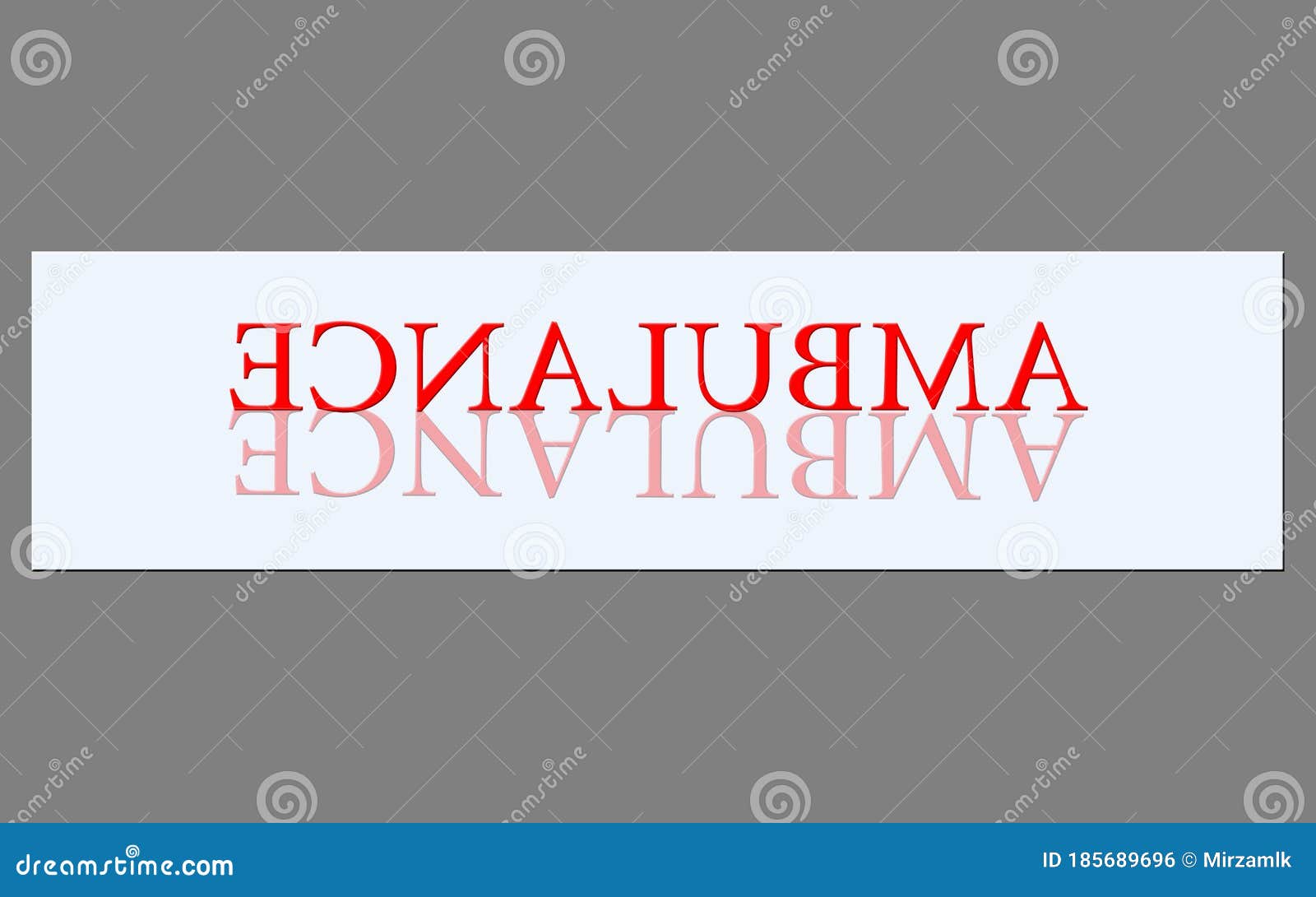 Word AMBULANCE Inverted Written or Mirror Image on a White Colored ...
