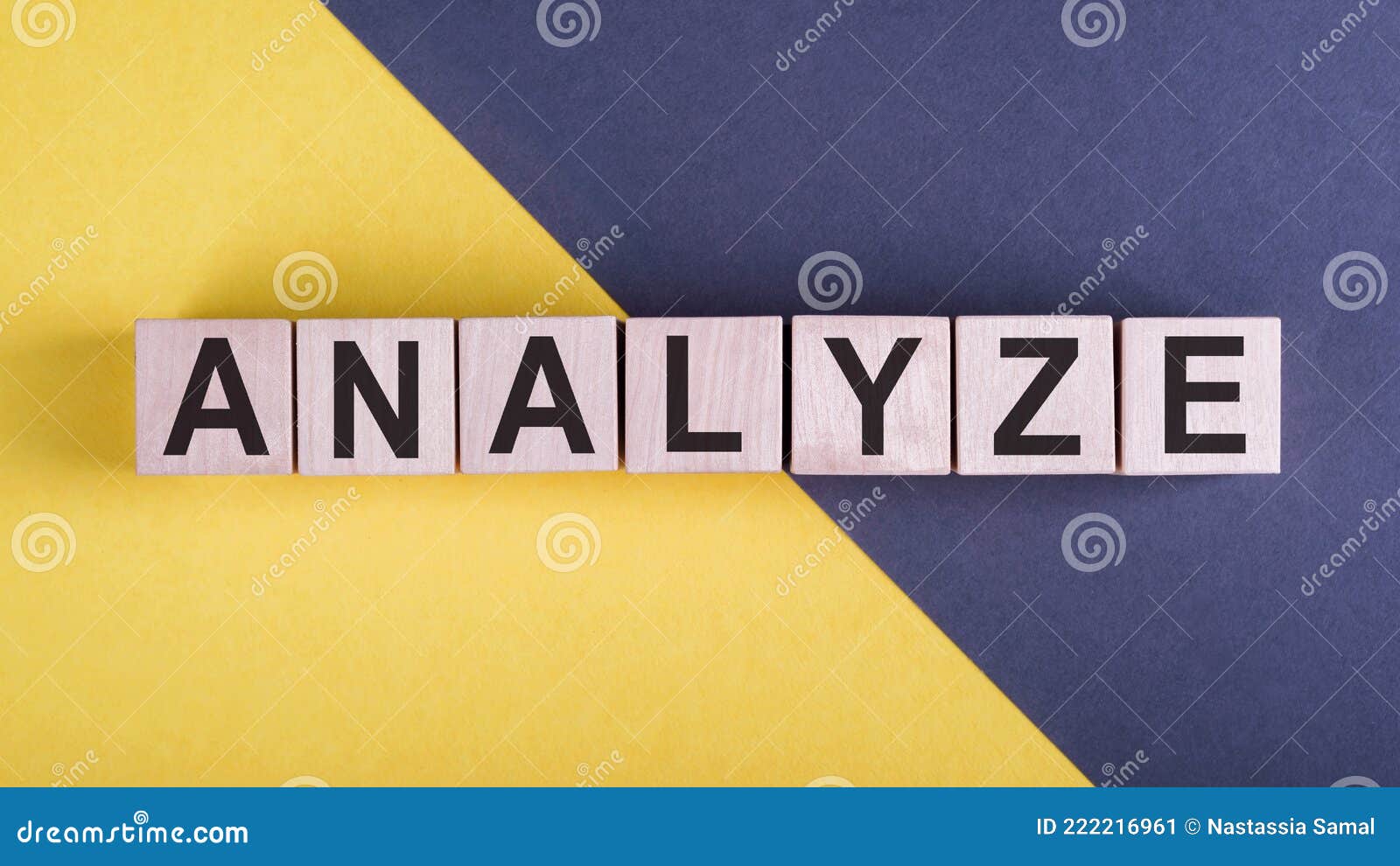 Word ANALYZE on Wooden Cubes on Yellow - Gray Background Stock Image ...