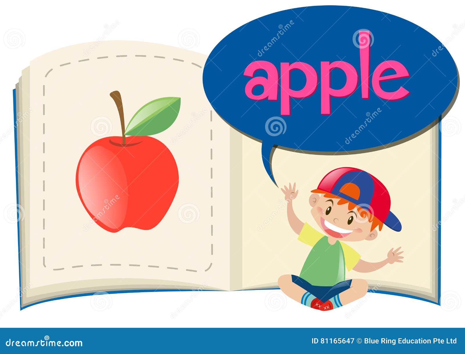 Word Apple on Children Book Stock Vector - Illustration of reading ...