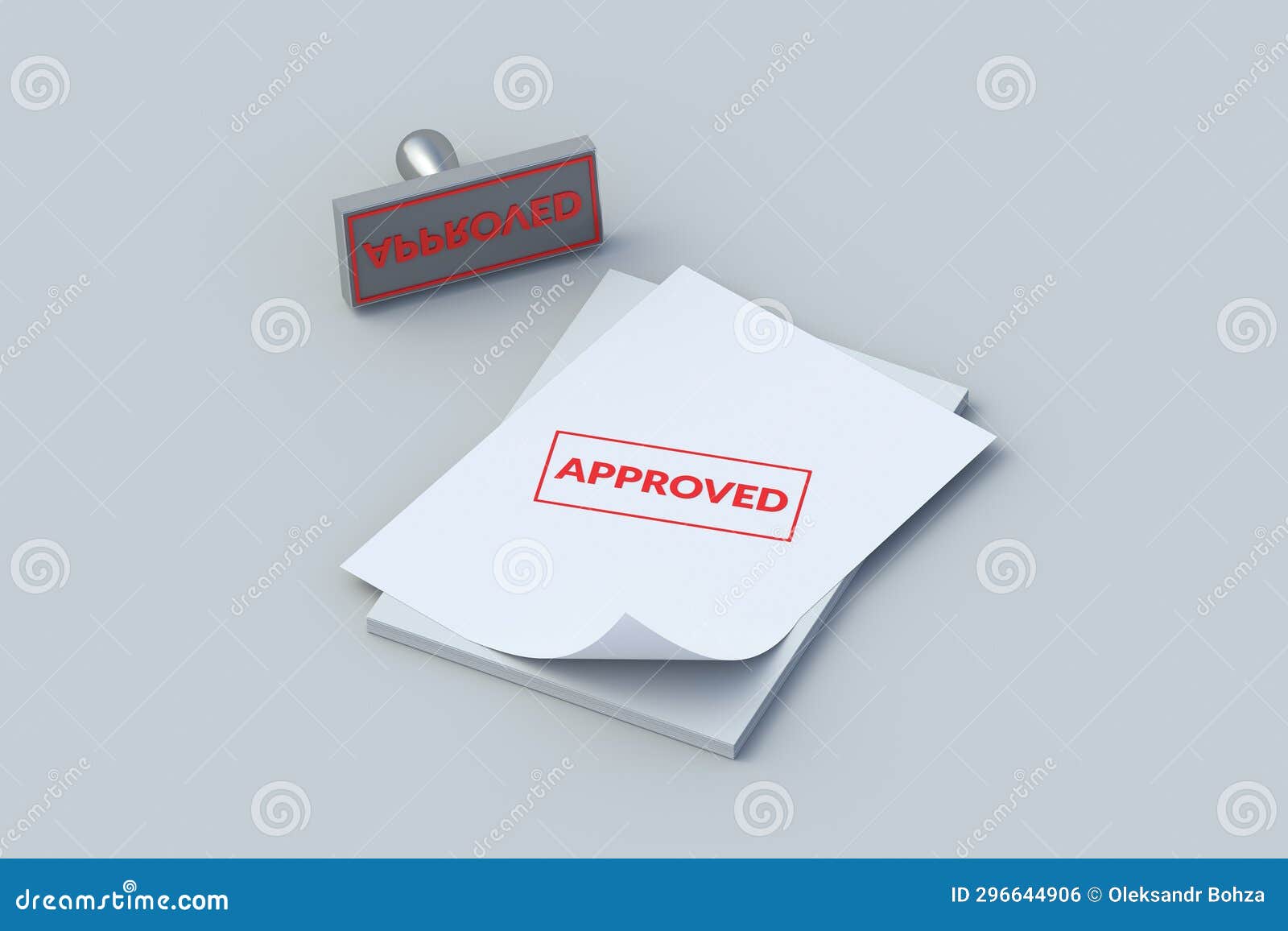 Word Approved on Stamp on Paper Sheets. Documents Approval Concept ...