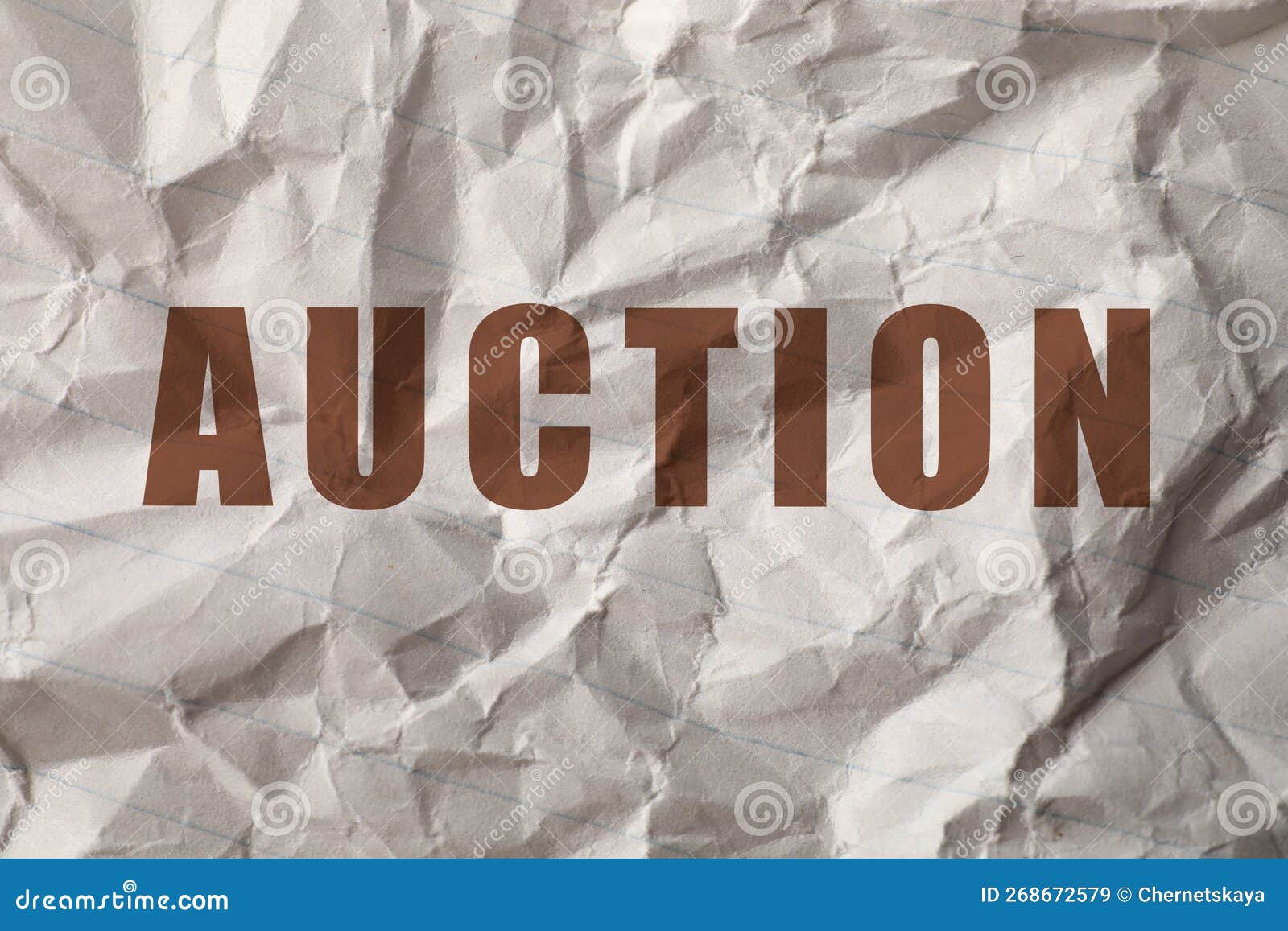 Word Auction on Crumpled Sheet of Paper, Closeup View Stock Image ...