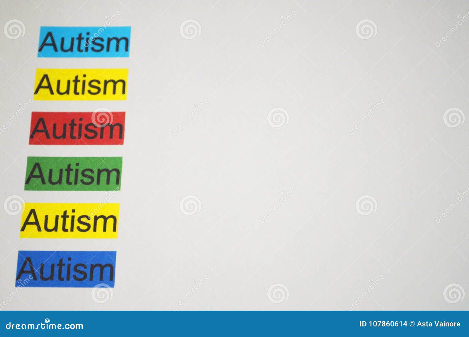 Word AUTISM , close up stock photo. Image of autism - 107860614